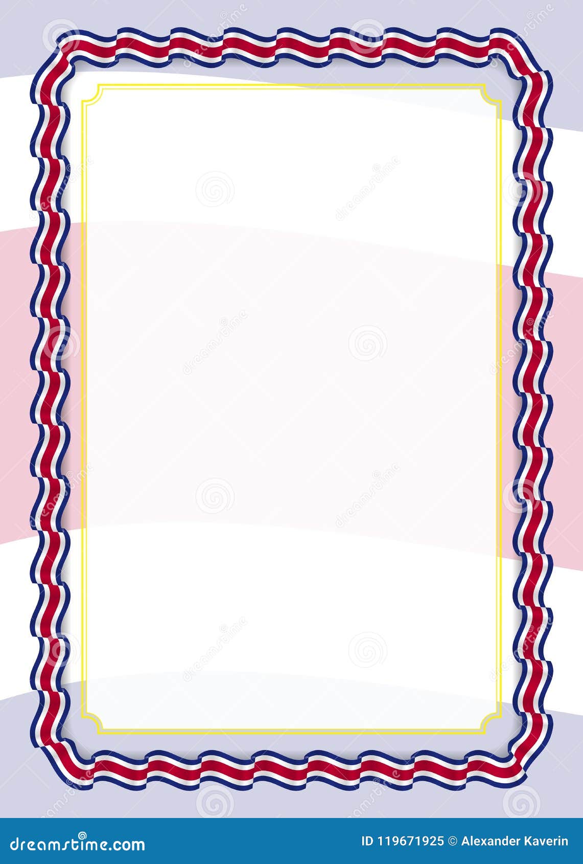 Frame and Border of Ribbon with Costa Rica Flag, Template Elements for ...
