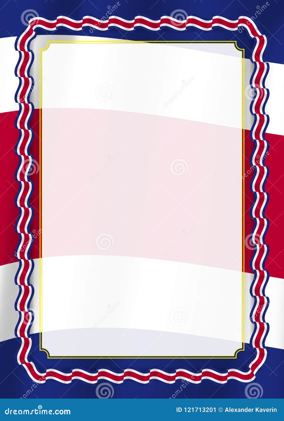 Frame and Border of Ribbon with Costa Rica Flag, Template Elements for ...