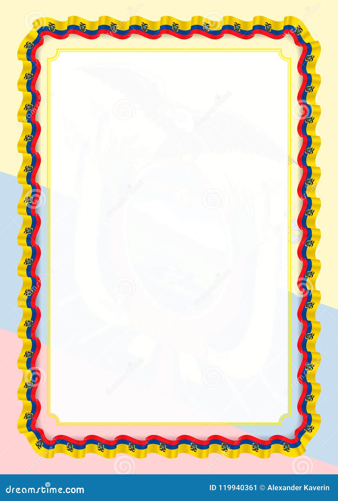 Frame and Border of Ribbon with Ecuador Flag, Template Elements for ...