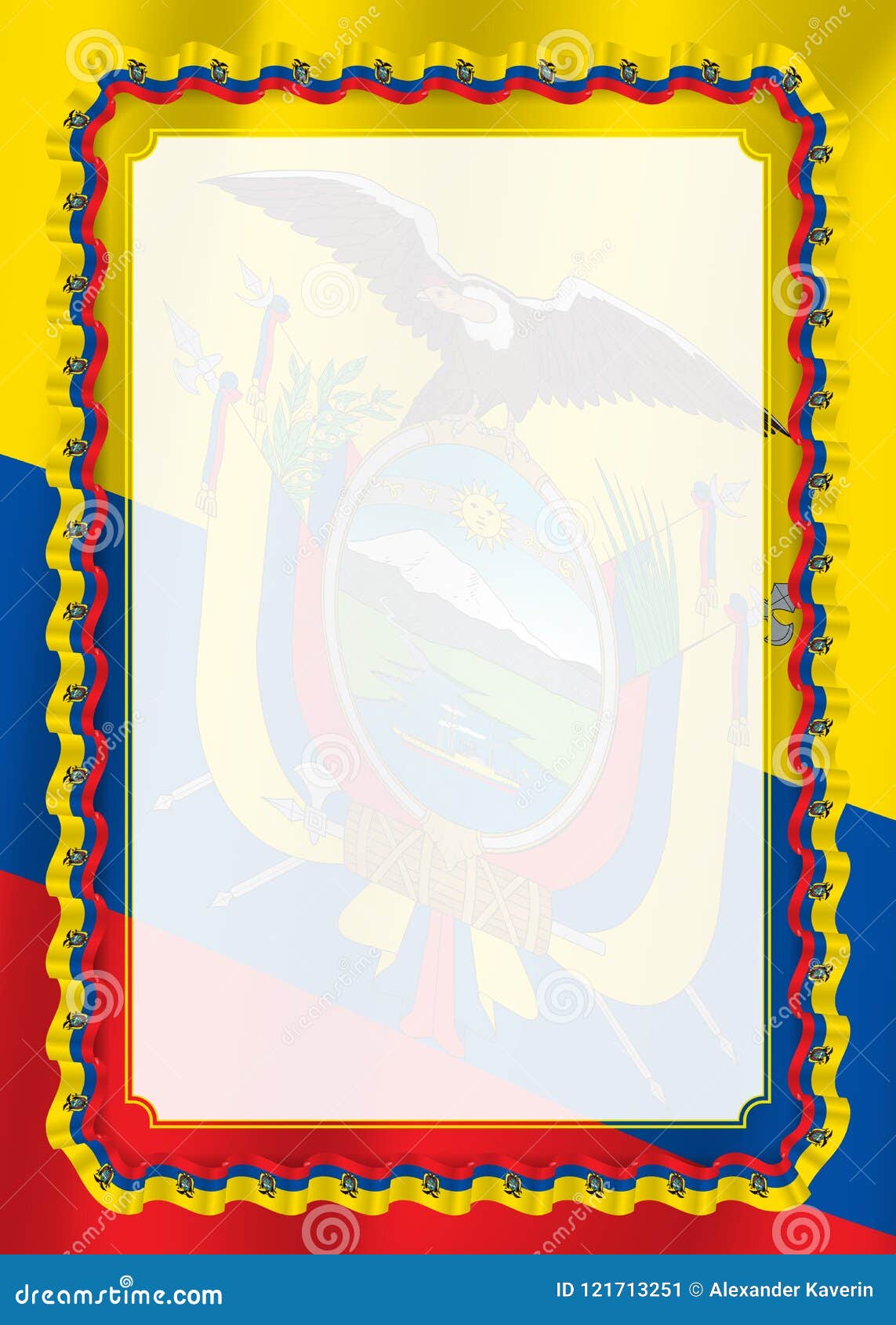 Frame and Border of Ribbon with Ecuador Flag, Template Elements for ...
