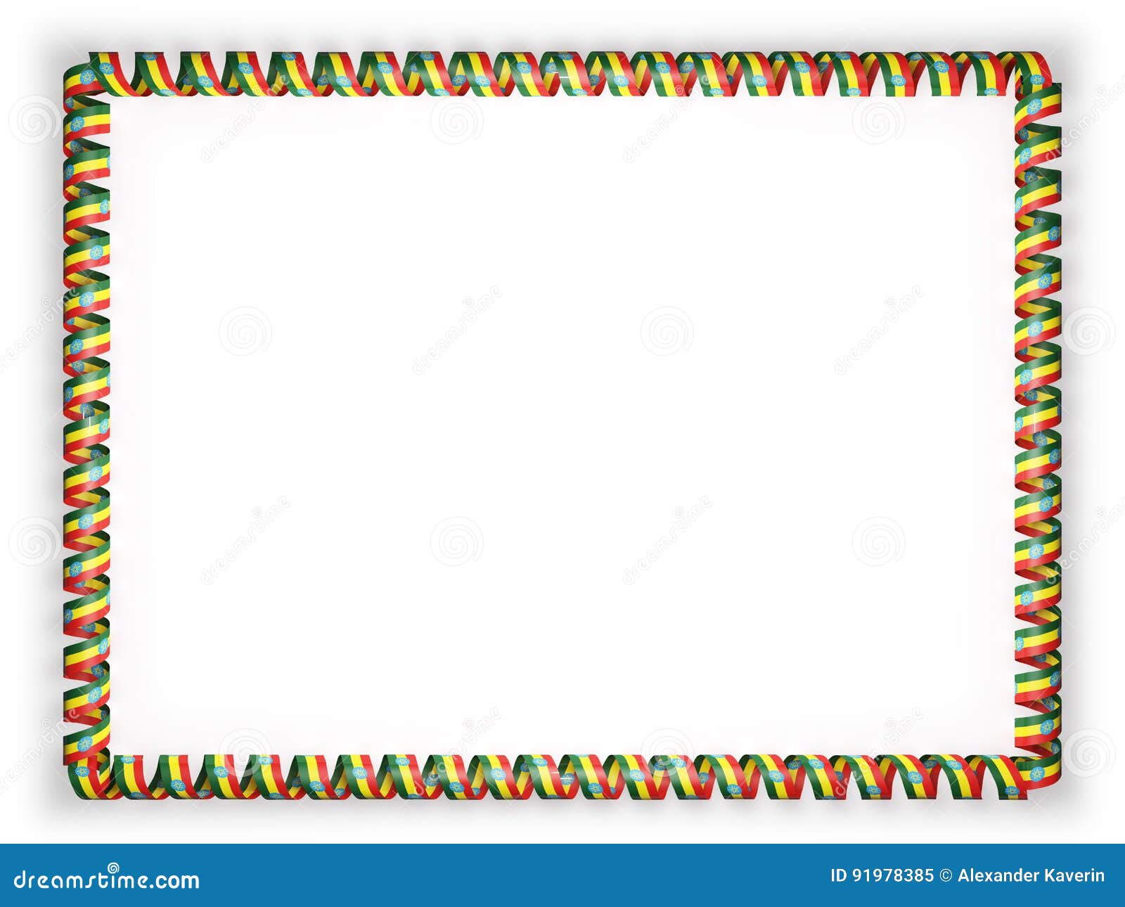 Frame and Border of Ribbon with the Ethiopia Flag. 3d Illustration ...
