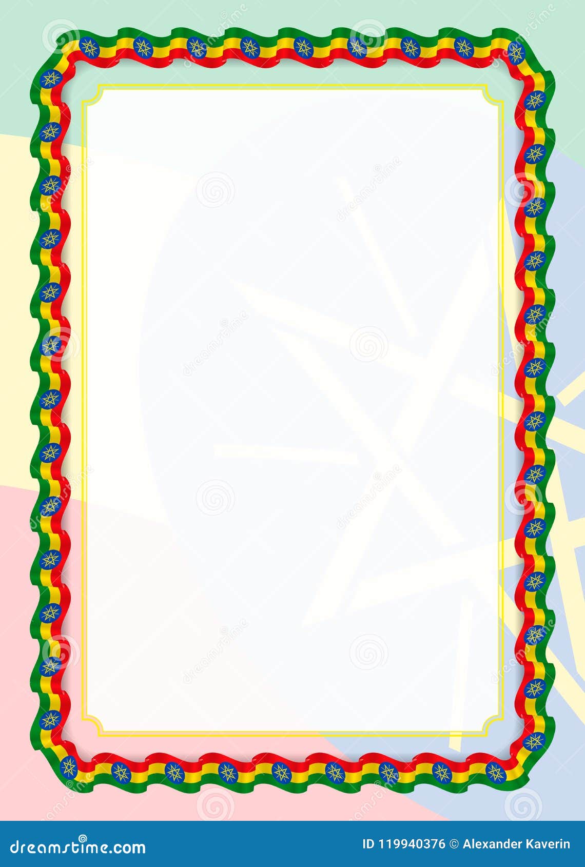 Frame and Border of Ribbon with Ethiopia Flag, Template Elements for ...