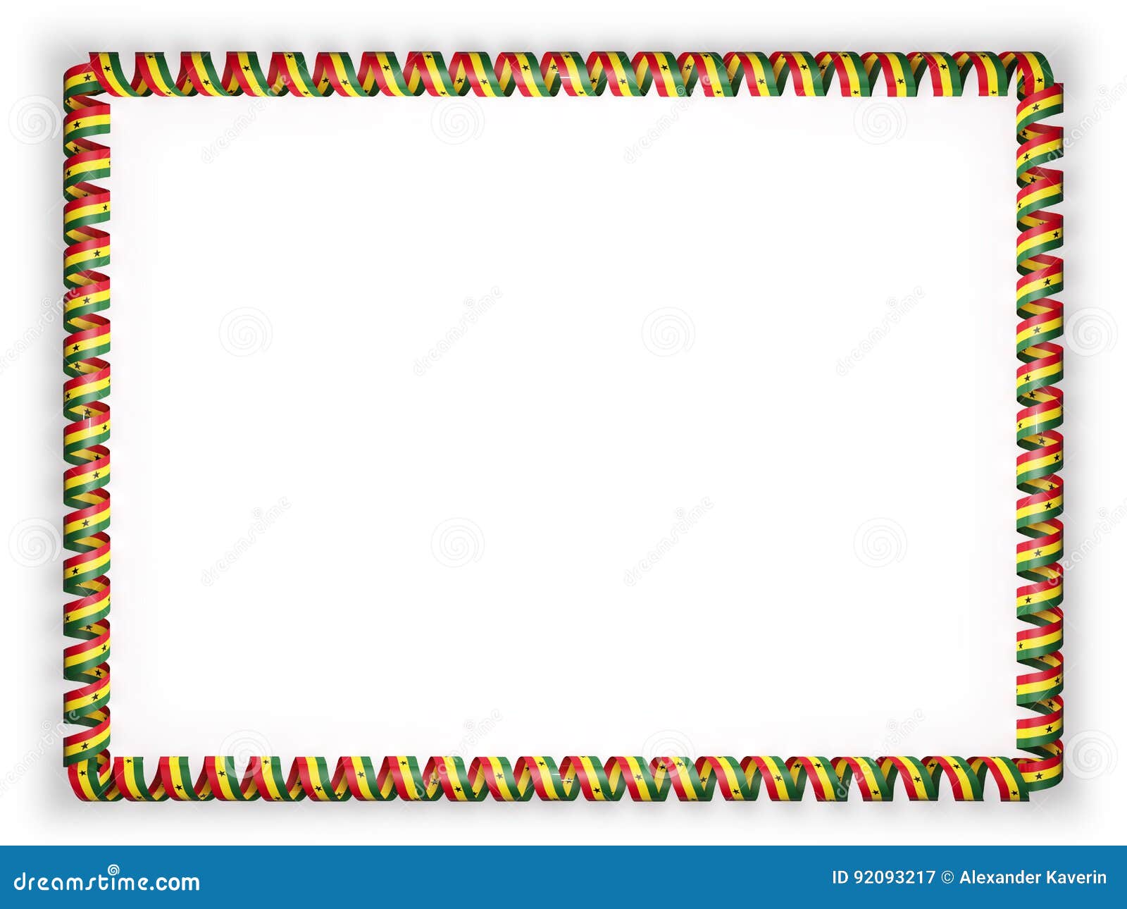 Frame and Border of Ribbon with the Ghana Flag. 3d Illustration Stock ...