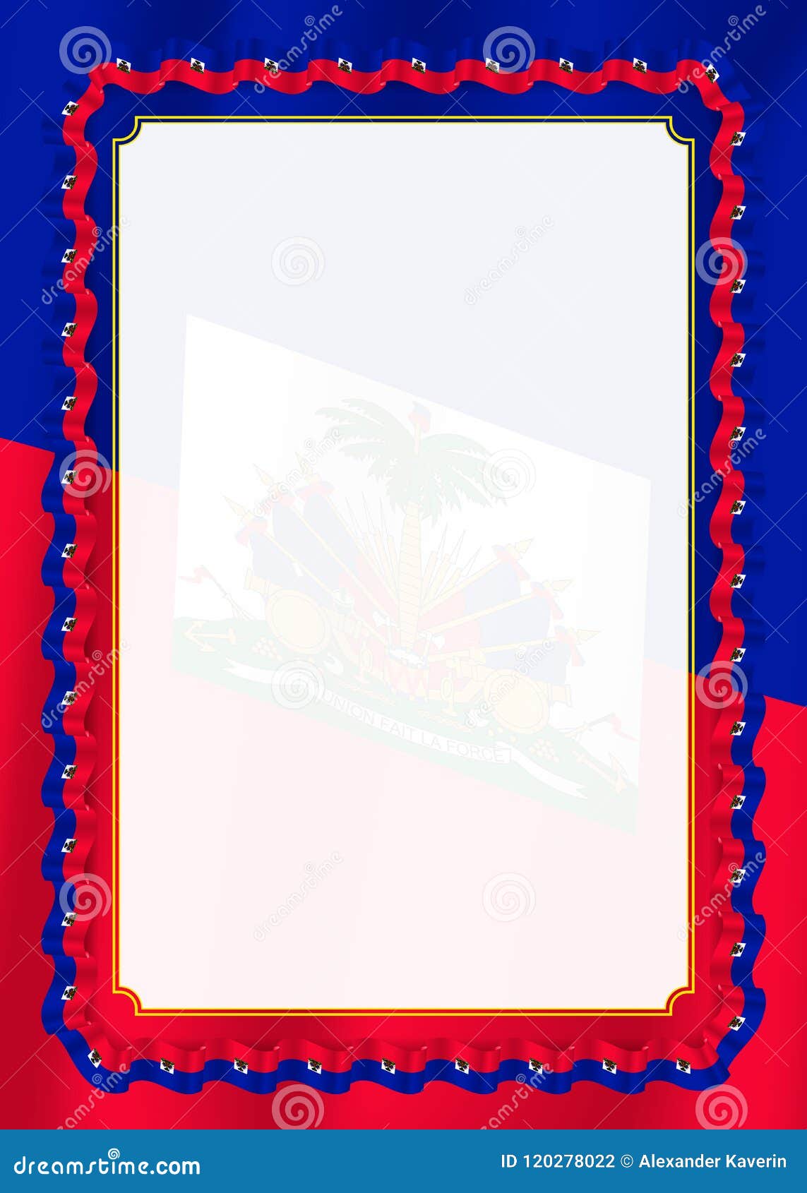 Frame and Border of Ribbon with Haiti Flag, Template Elements for Your ...