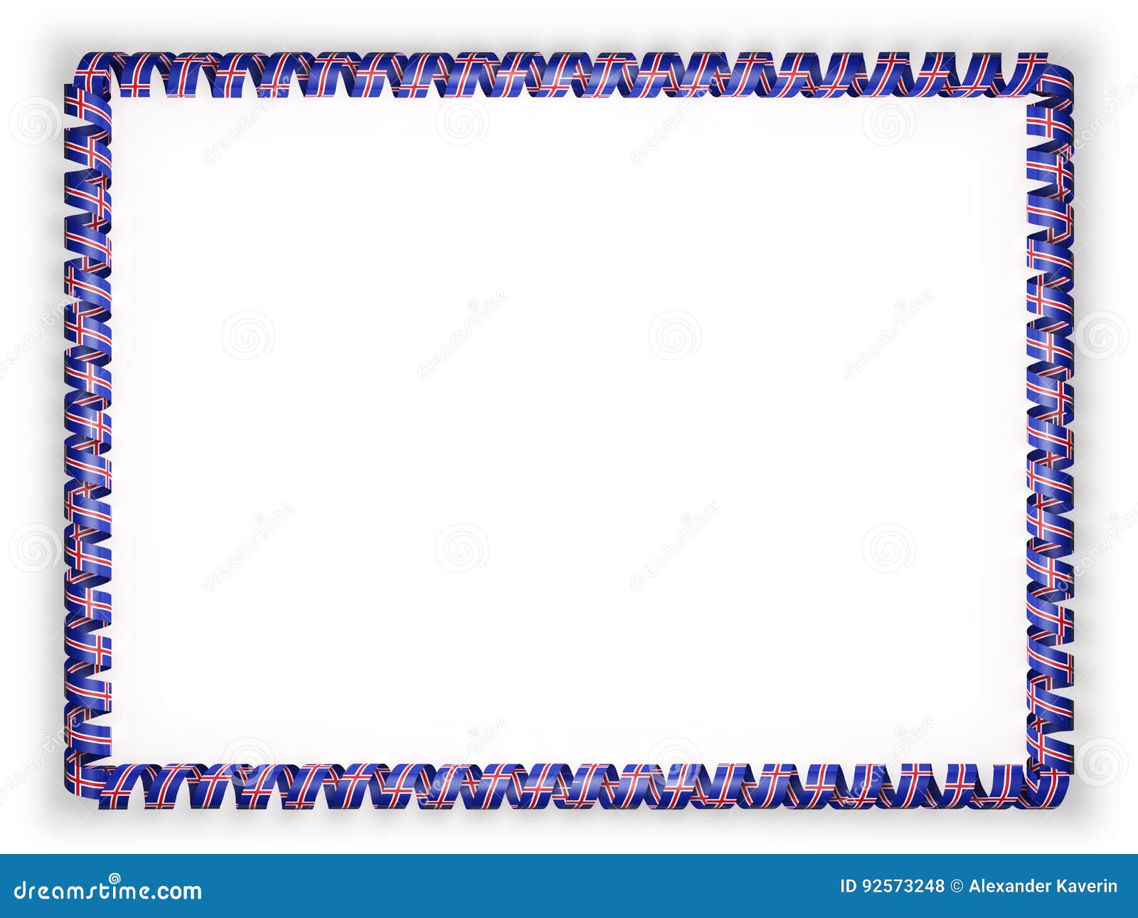 Frame and Border of Ribbon with the Iceland Flag. 3d Illustration Stock ...