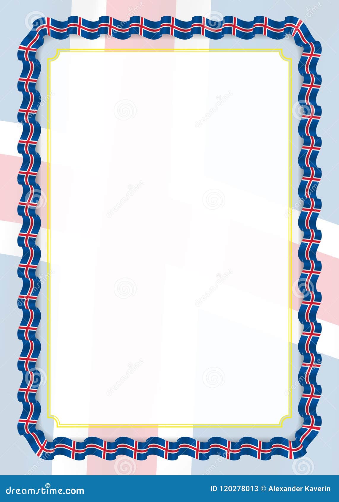Frame and Border of Ribbon with Iceland Flag, Template Elements for ...