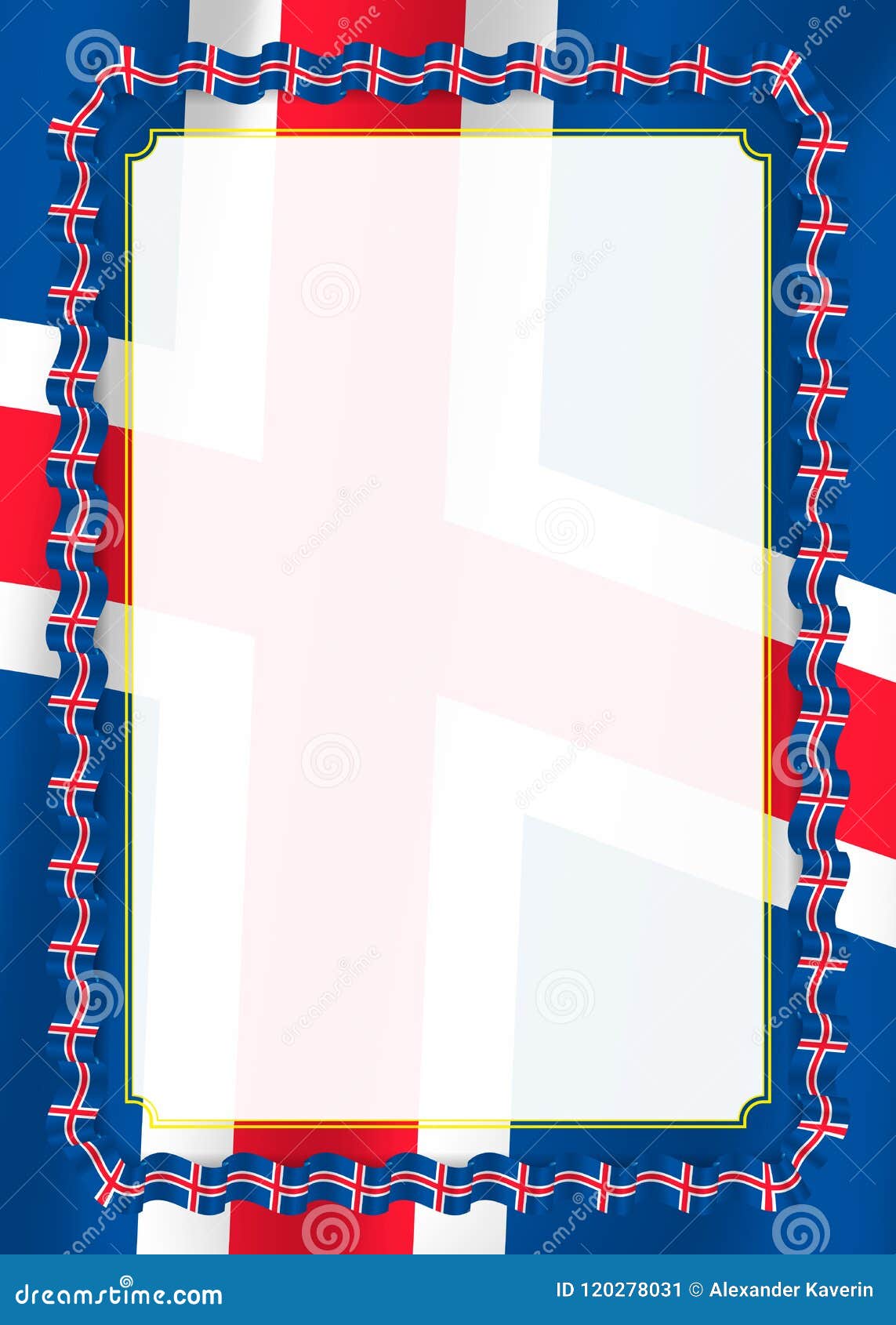 Frame and Border of Ribbon with Iceland Flag, Template Elements for ...