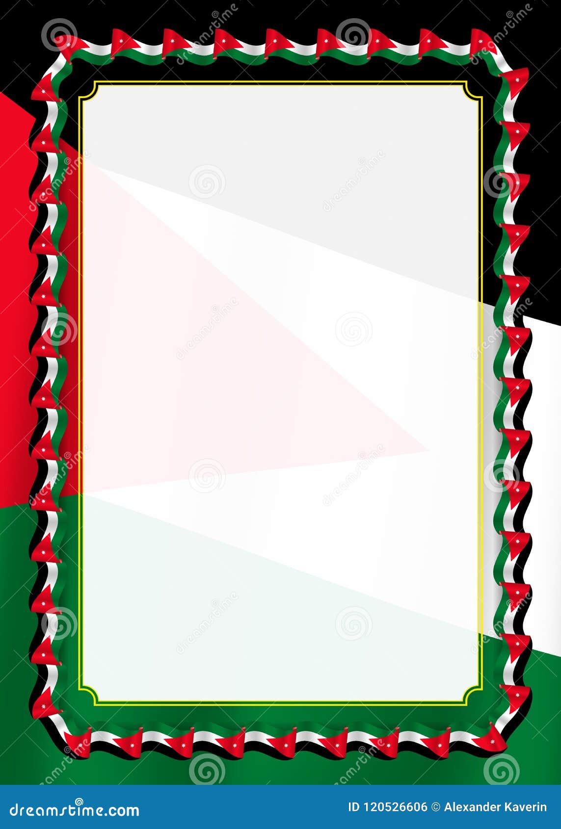 Frame and Border of Ribbon with Jordan Flag, Template Elements for Your ...
