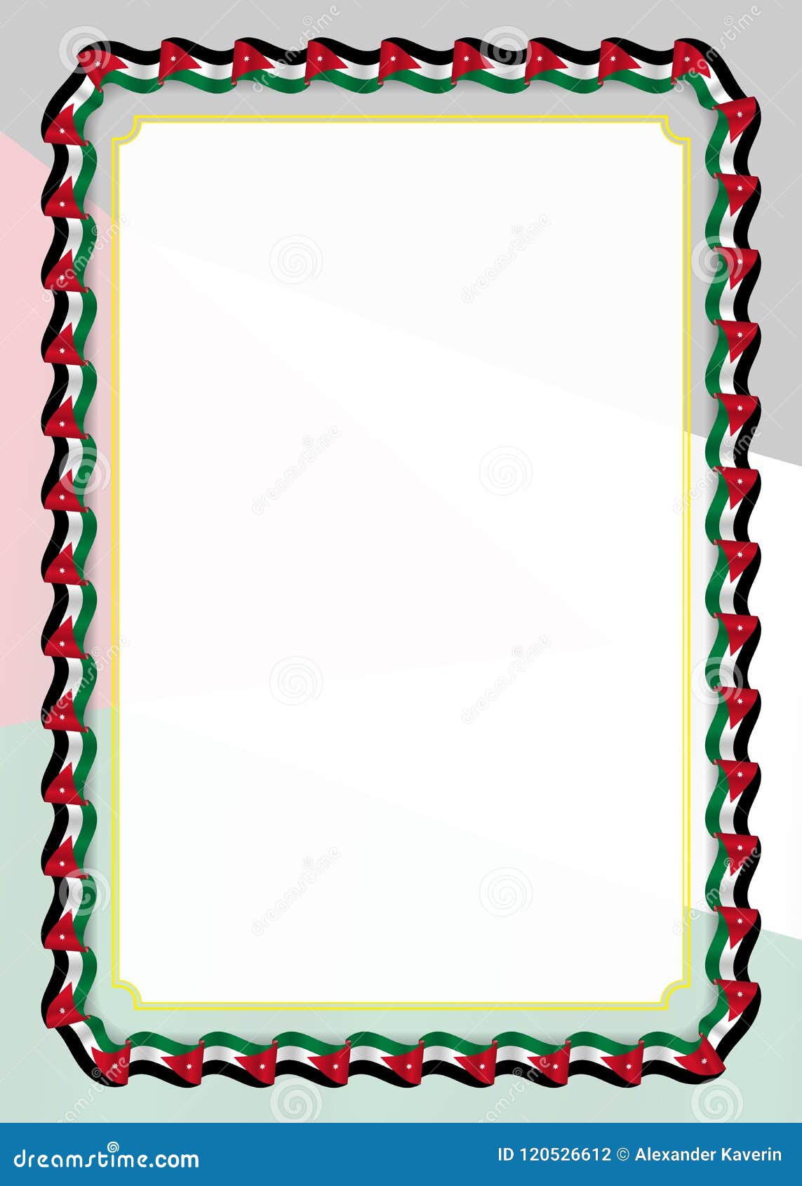Frame and Border of Ribbon with Jordan Flag, Template Elements for Your ...
