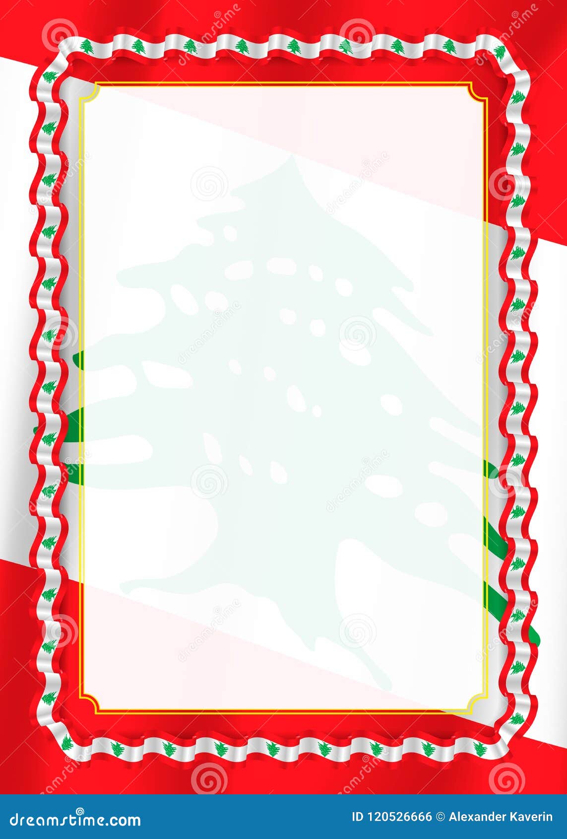Frame and Border of Ribbon with Lebanon Flag, Template Elements for ...