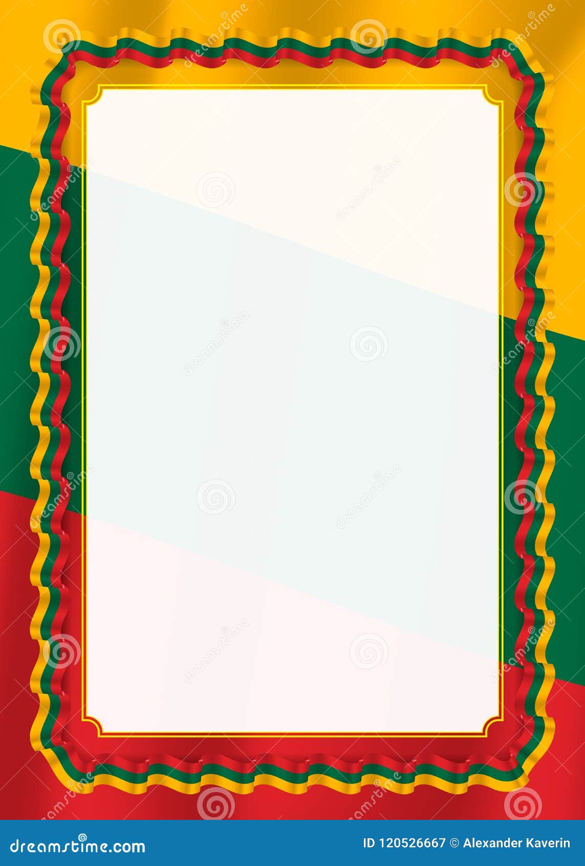 Frame and Border of Ribbon with Lithuania Flag, Template Elements for ...