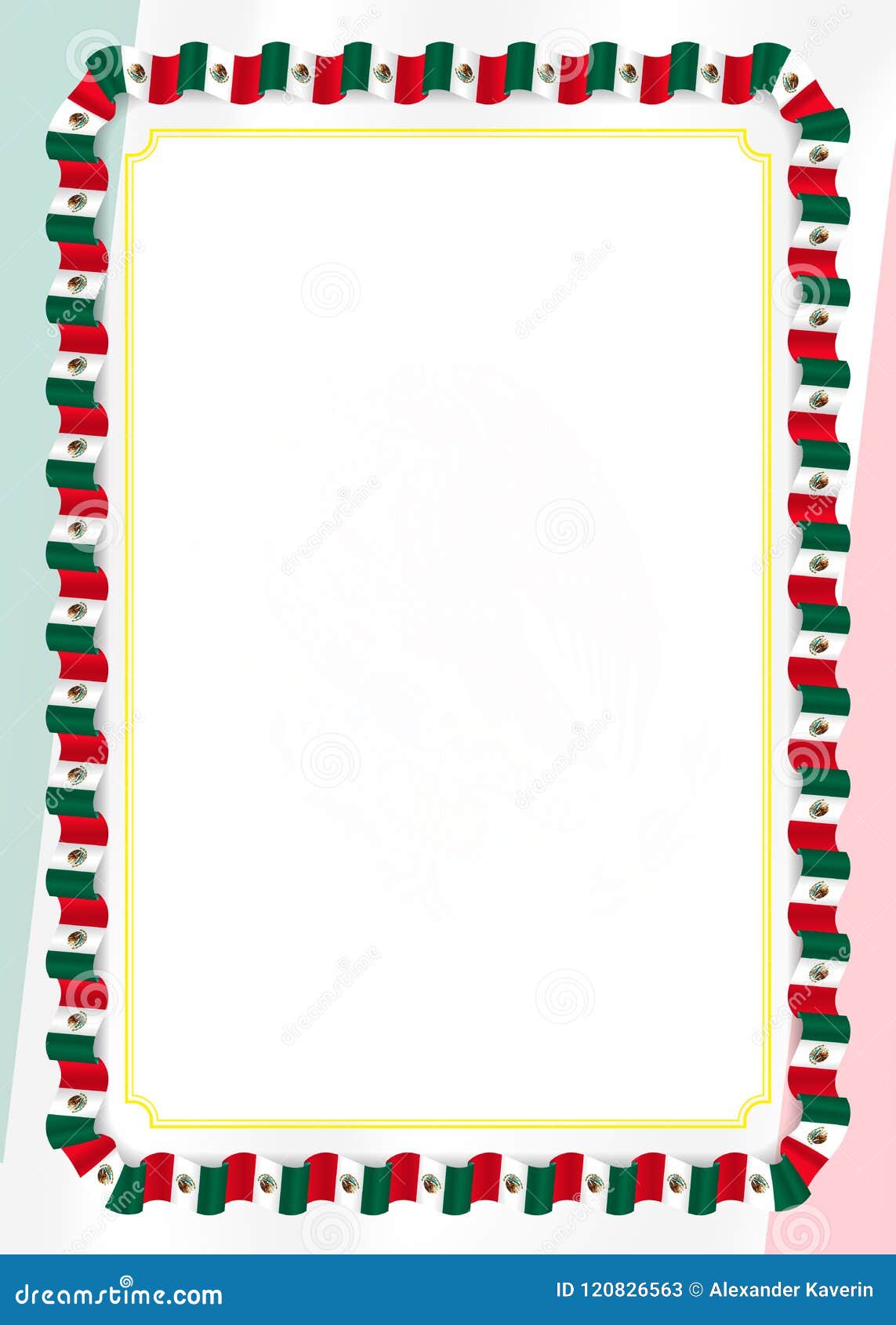 Frame and Border of Ribbon with Mexico Flag, Template Elements for Your ...
