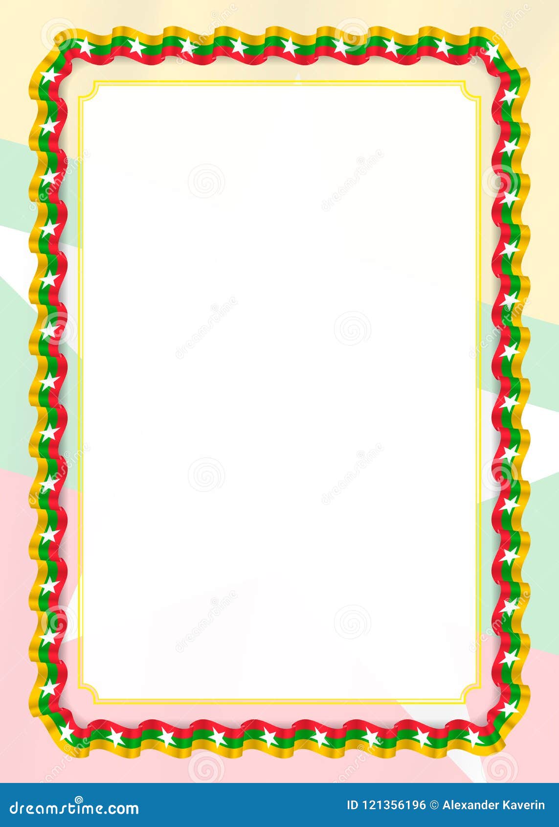 Frame and Border of Ribbon with Myanmar Flag, Template Elements for ...