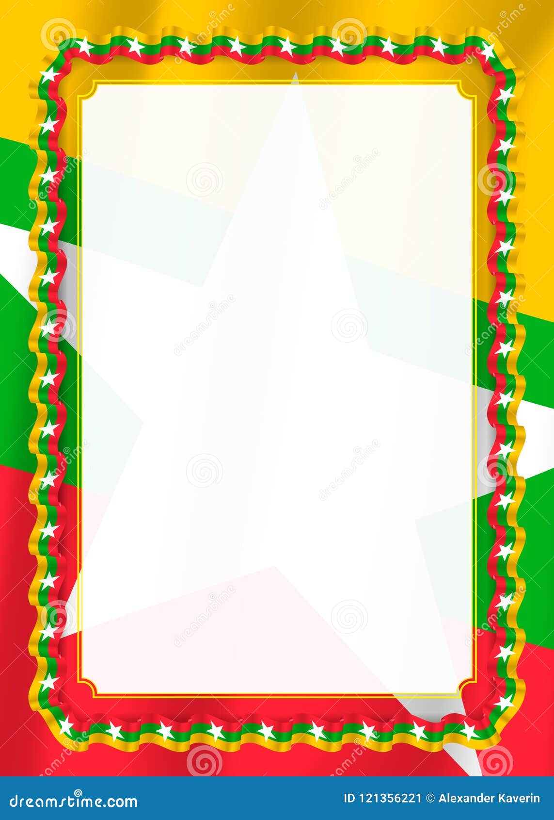 Frame and Border of Ribbon with Myanmar Flag, Template Elements for ...