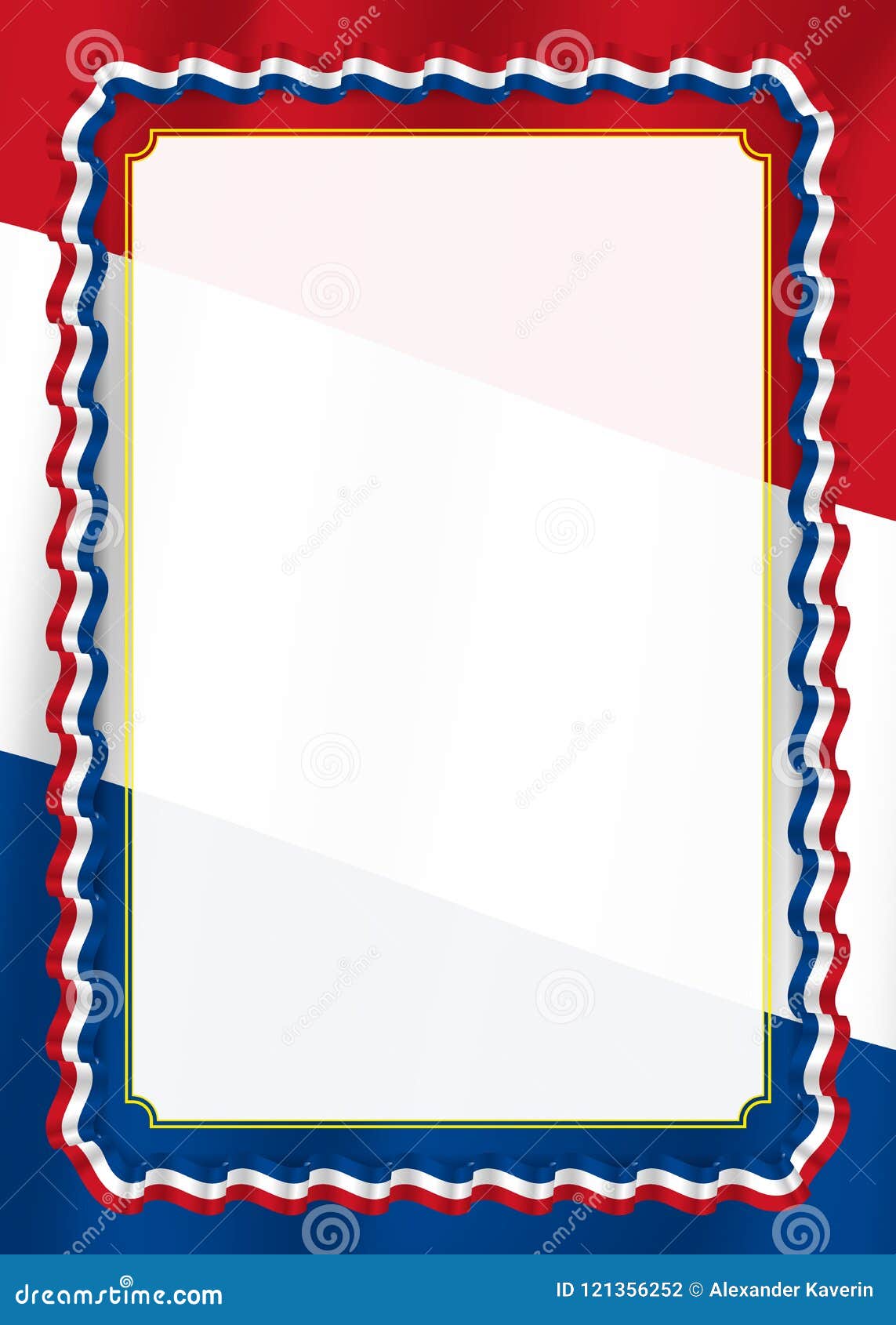 Frame and Border of Ribbon with Netherlands Flag, Template Elements for ...