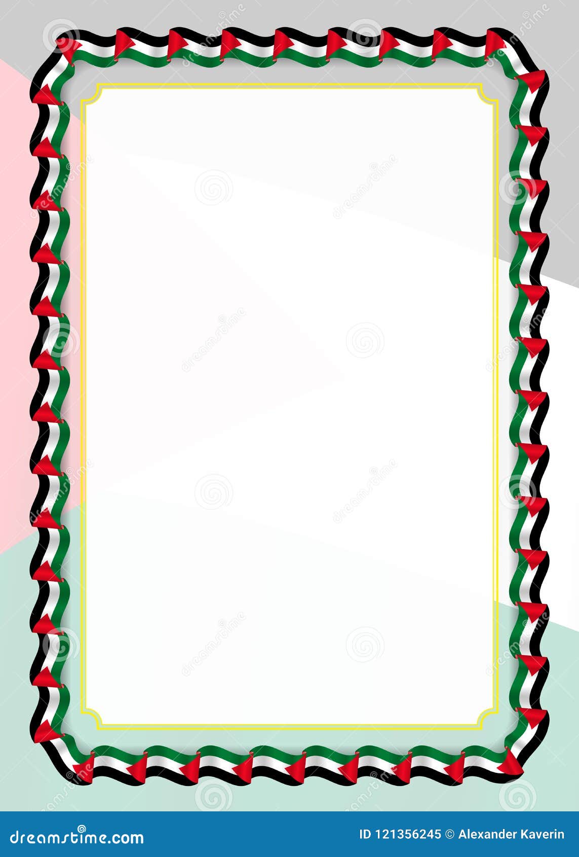 Frame And Border Of Ribbon With Palestine Flag, Template Elements For ...