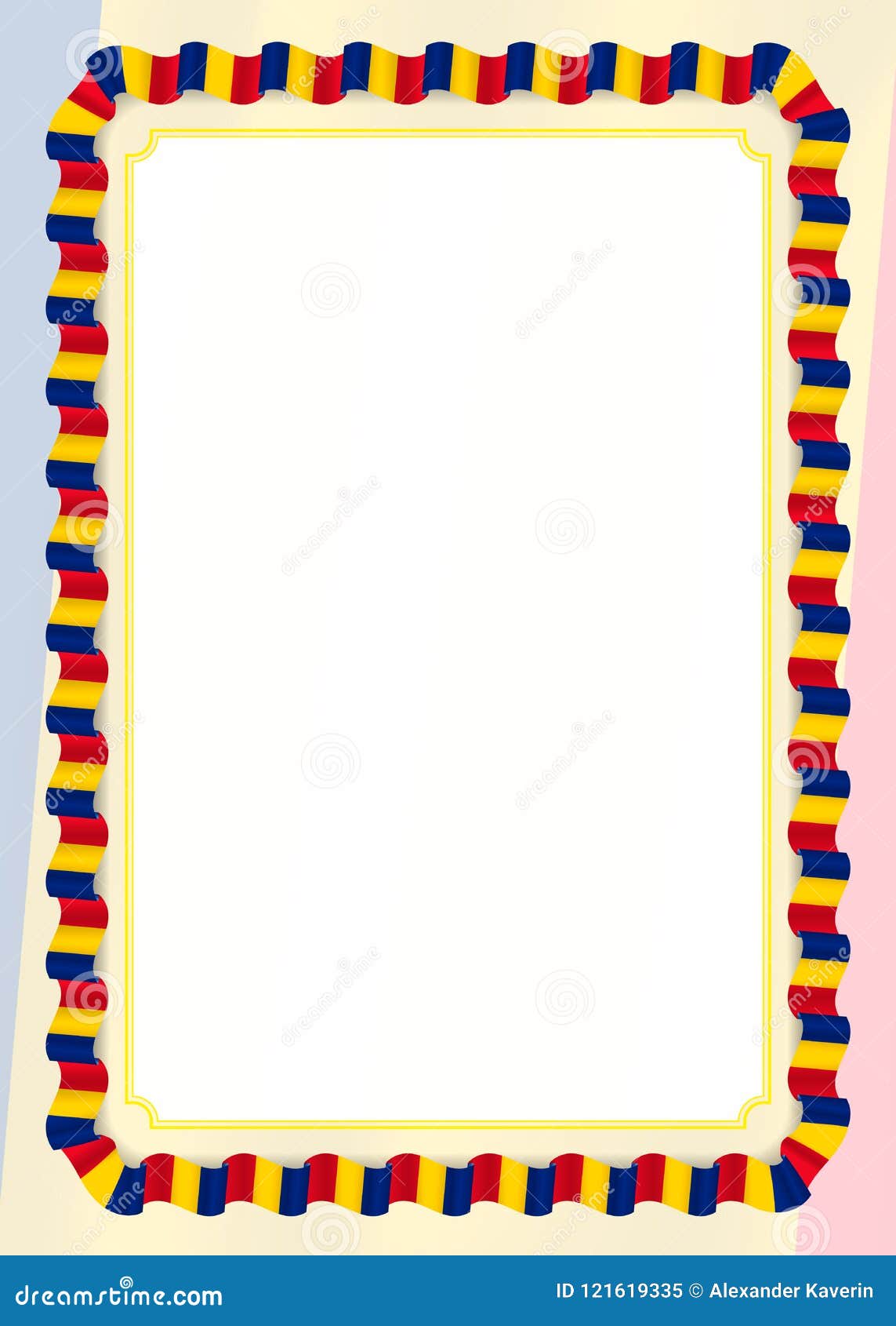 Frame and Border of Ribbon with Romania Flag, Template Elements for ...