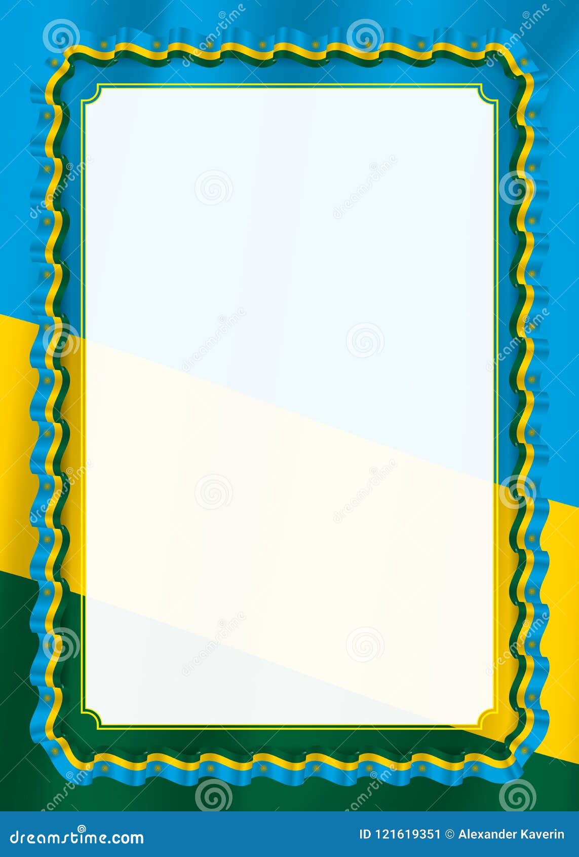Frame and Border of Ribbon with Rwanda Flag, Template Elements for Your ...