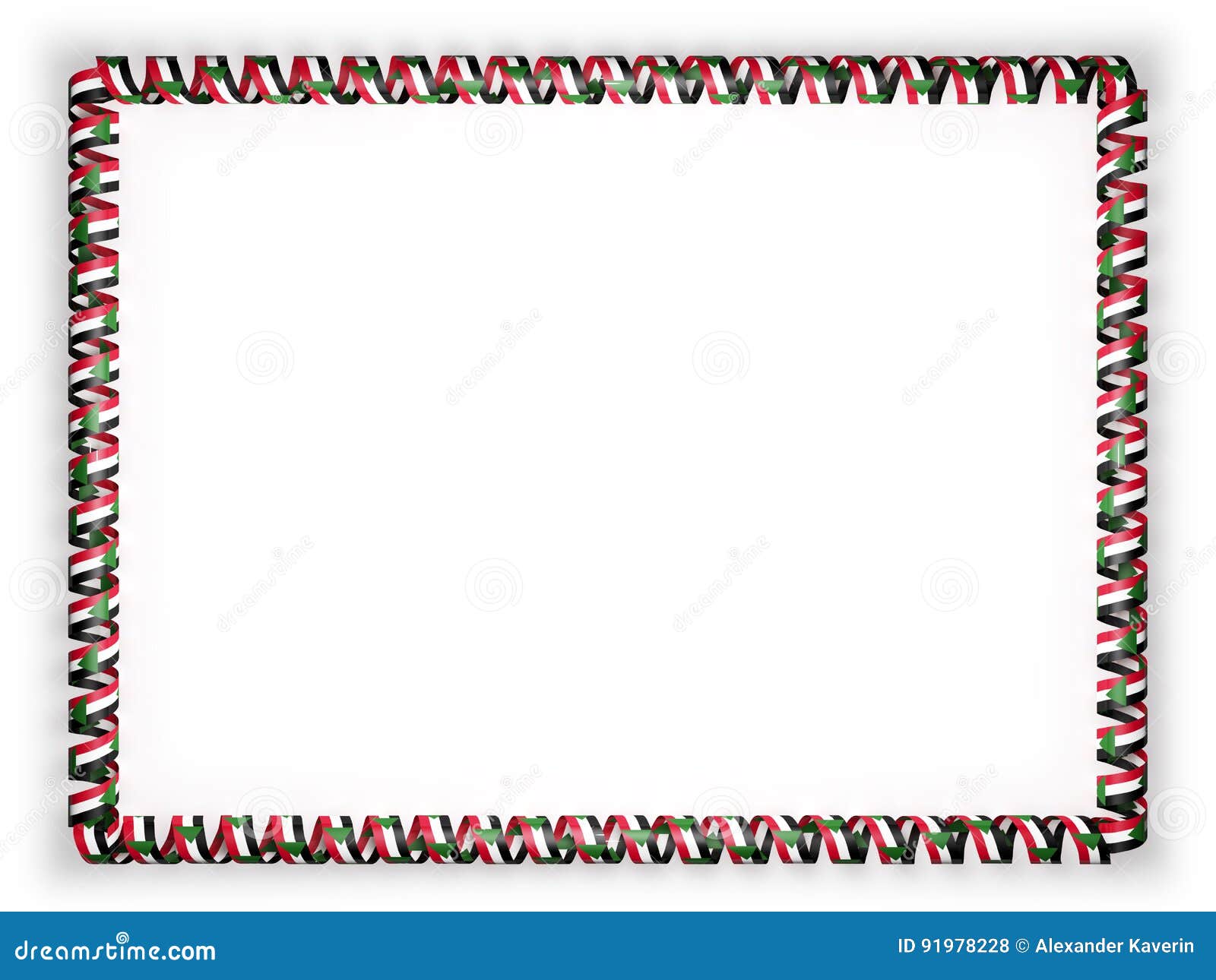Frame and Border of Ribbon with the Sudan Flag. 3d Illustration Stock ...
