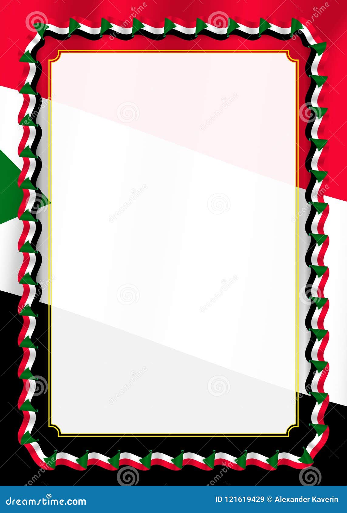 Frame and Border of Ribbon with Sudan Flag, Template Elements for Your ...