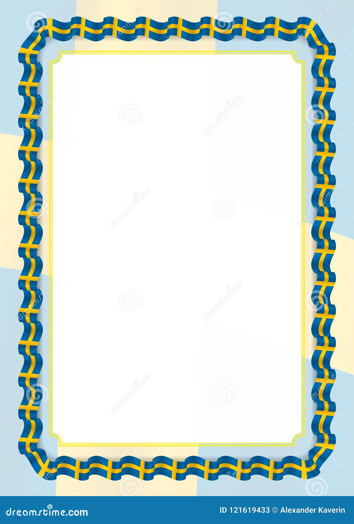 Frame and Border of Ribbon with Sweden Flag, Template Elements for Your ...