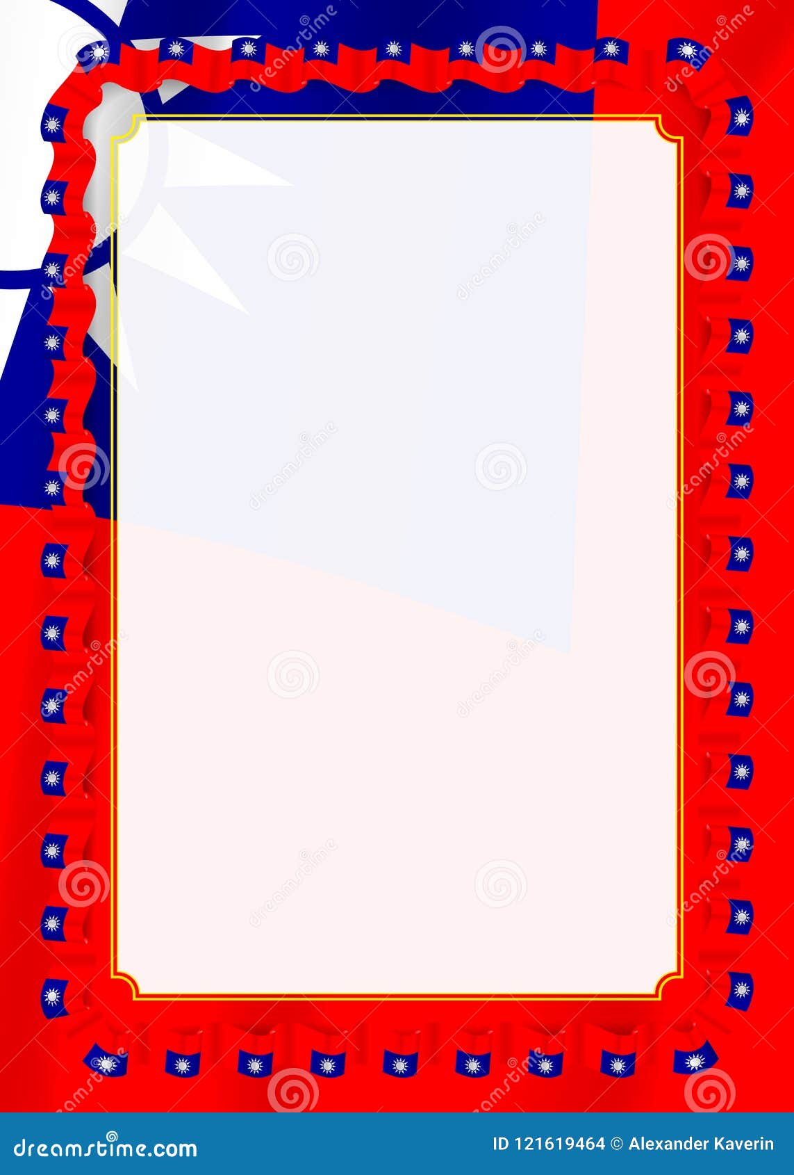 Frame and Border of Ribbon with Taiwan Flag, Template Elements for Your ...