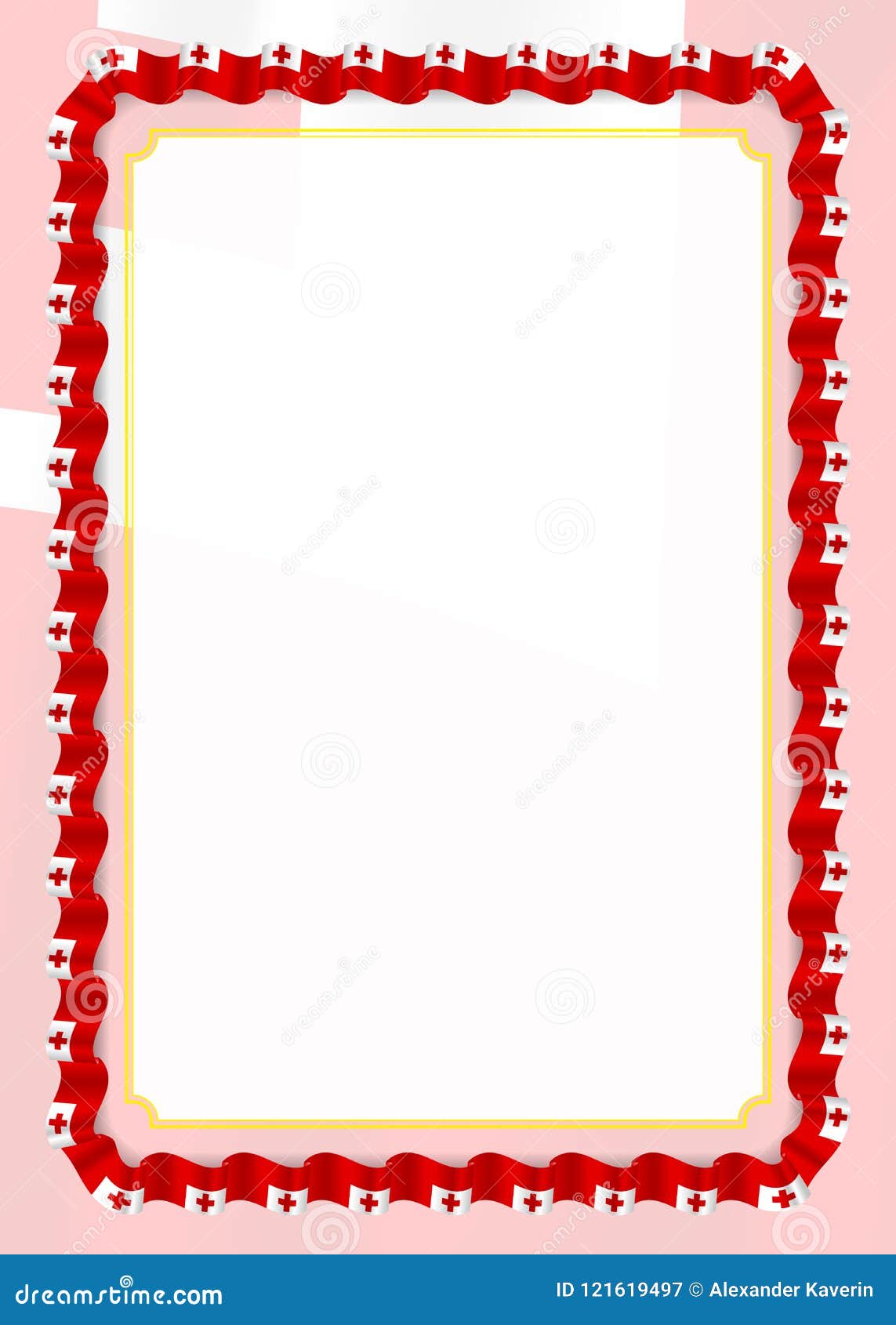 Frame and Border of Ribbon with Tonga Flag, Template Elements for Your ...