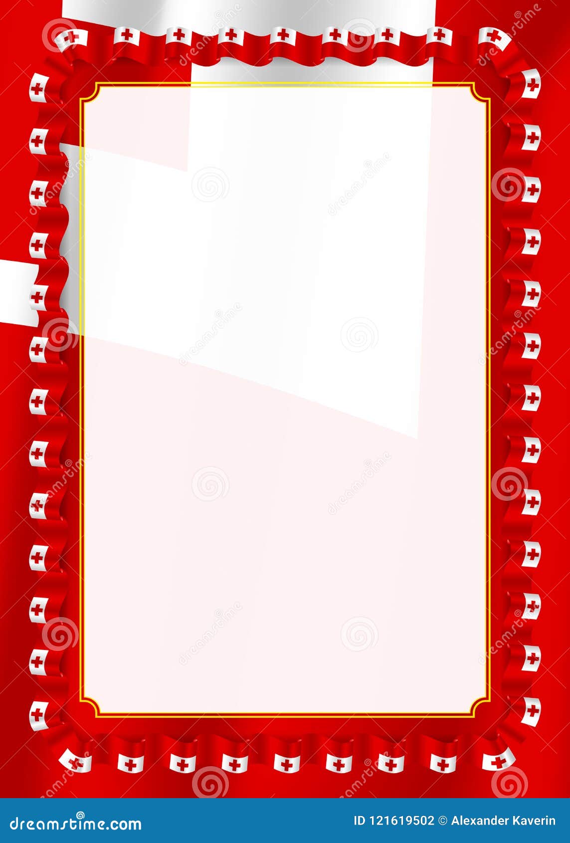 Frame and Border of Ribbon with Tonga Flag, Template Elements for Your ...