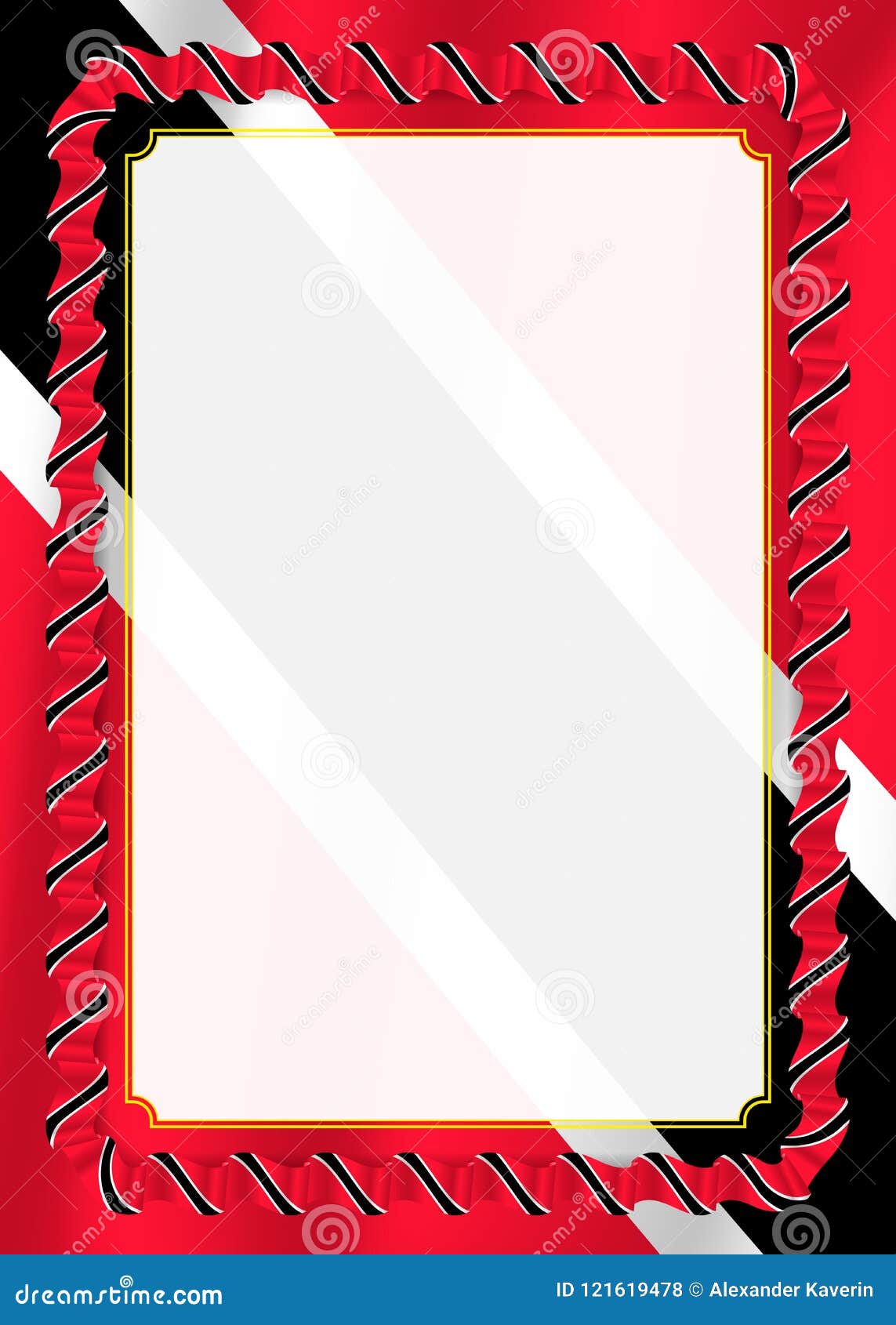 Frame And Border Of Ribbon With Trinidad And Tobago Flag Template