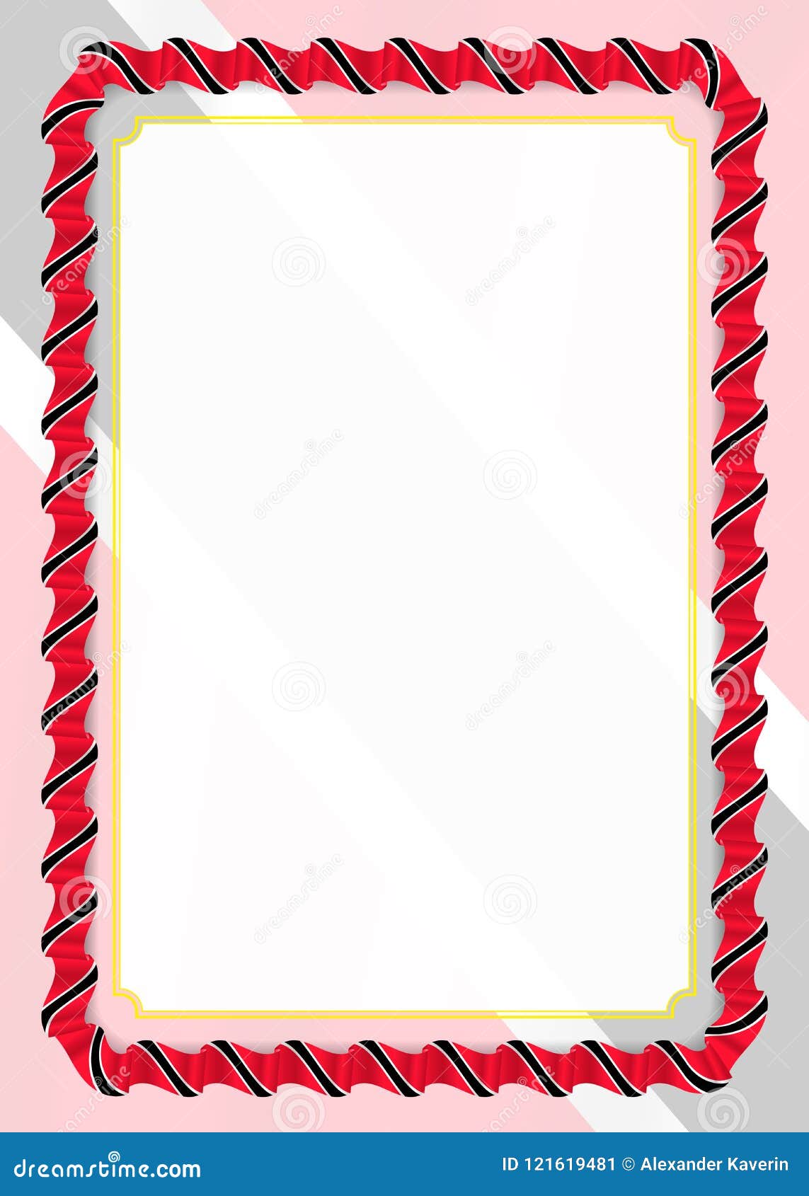Frame And Border Of Ribbon With Trinidad And Tobago Flag Template