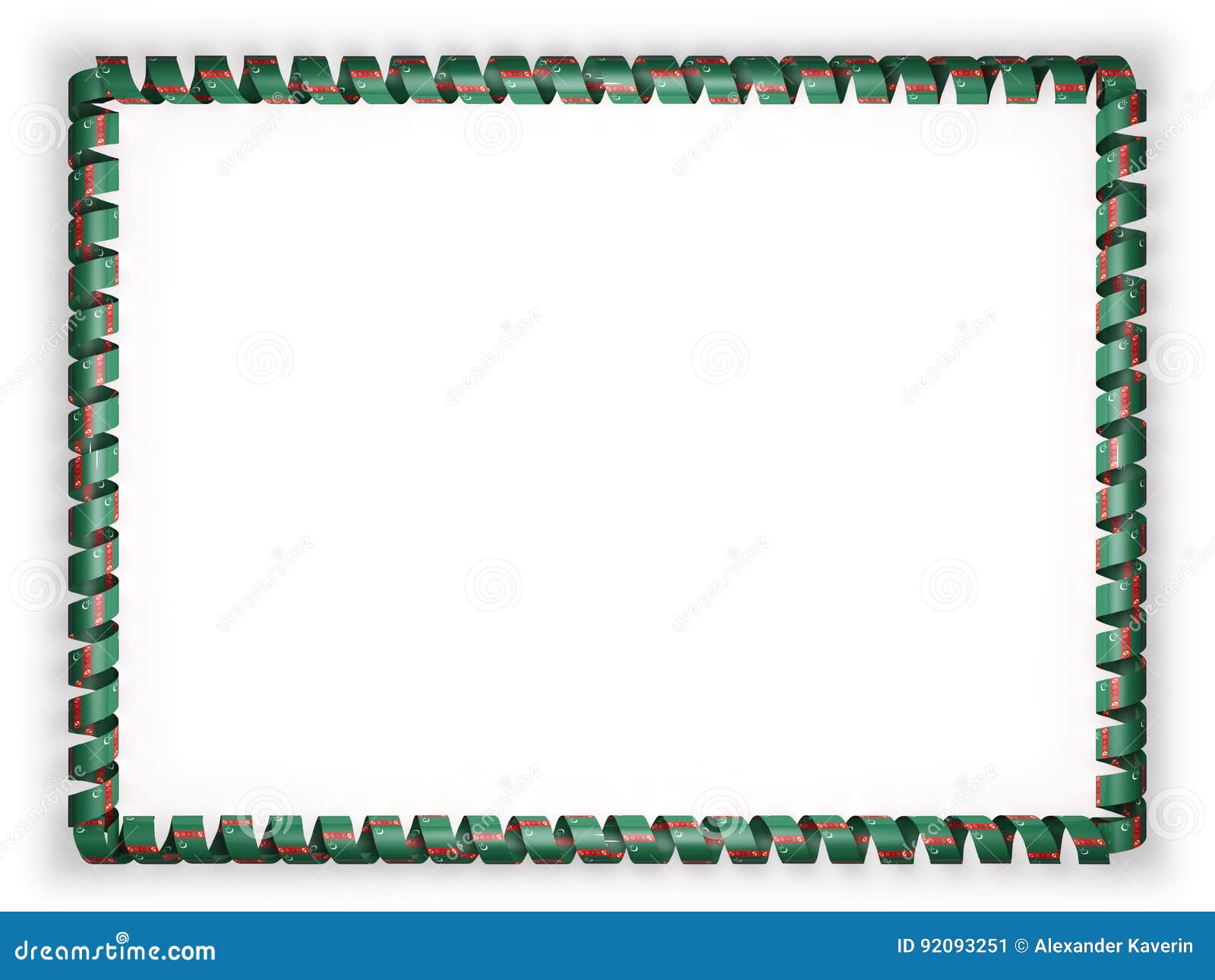Frame and Border of Ribbon with the Turkmenistan Flag. 3d Illustration ...