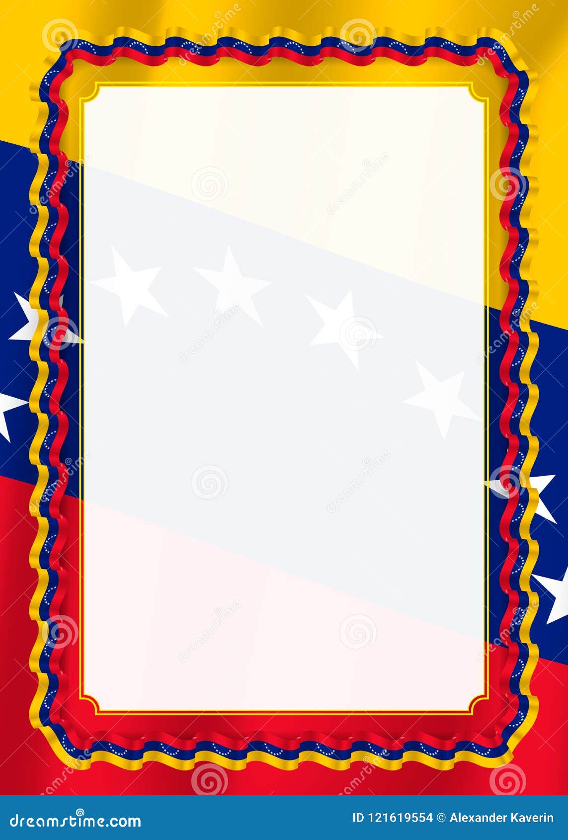 Frame and Border of Ribbon with Venezuela Flag, Template Elements for ...