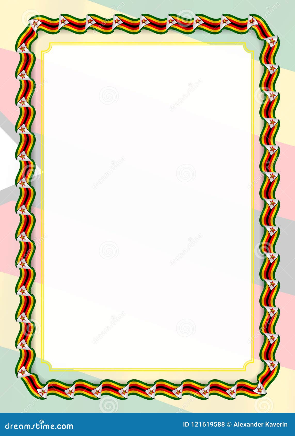 Frame and Border of Ribbon with Zimbabwe Flag, Template Elements for ...