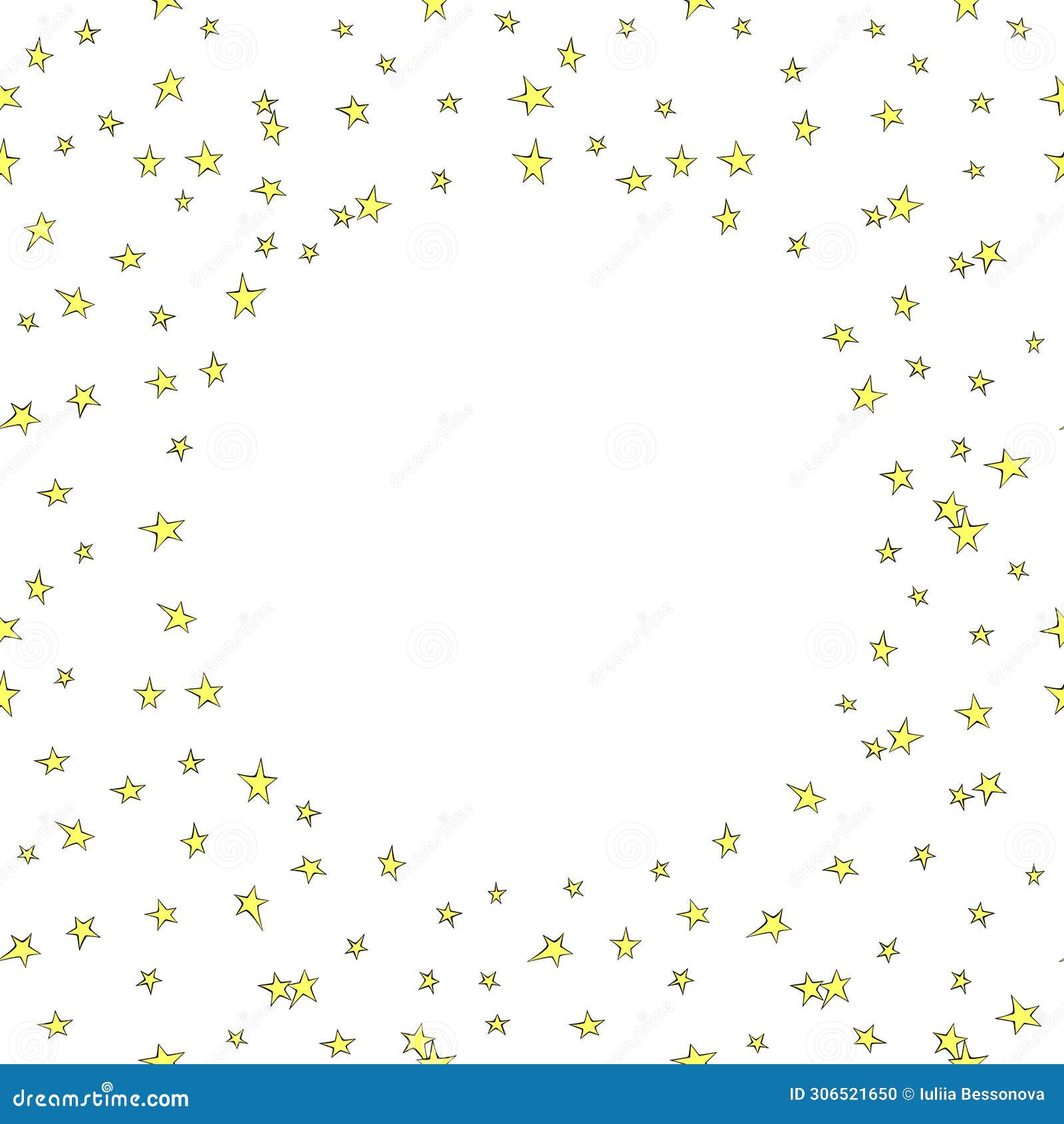 Frame, Border from Small Contour Stars Isolated on White Background in ...