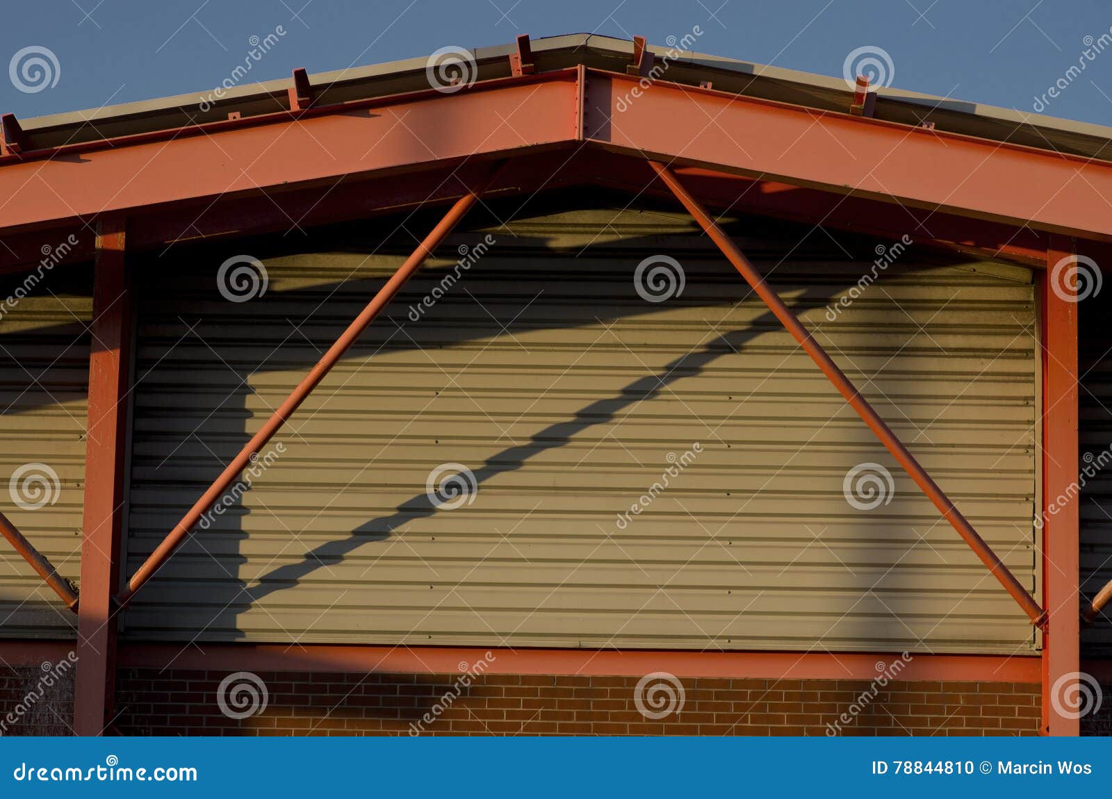 Frame Bracing On Warehouse Roof And Wall During Sun Set Stock Image ...