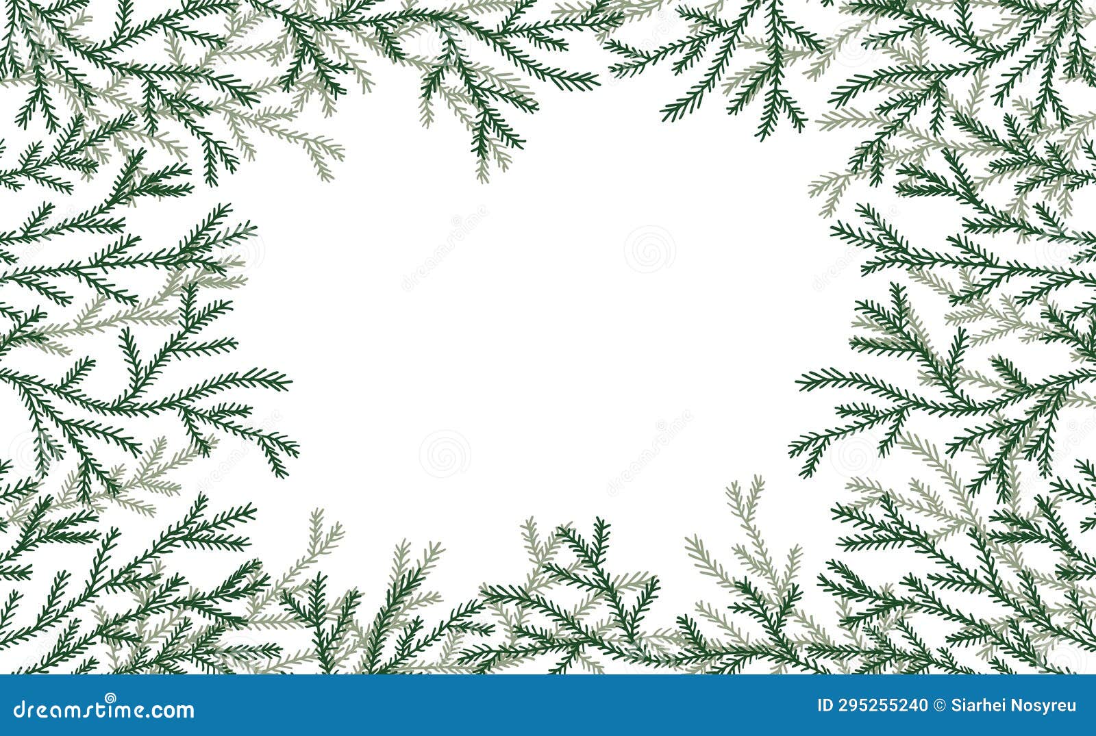 Frame, Branches of Spruce Tree in Hand Drawn Style on White Background ...