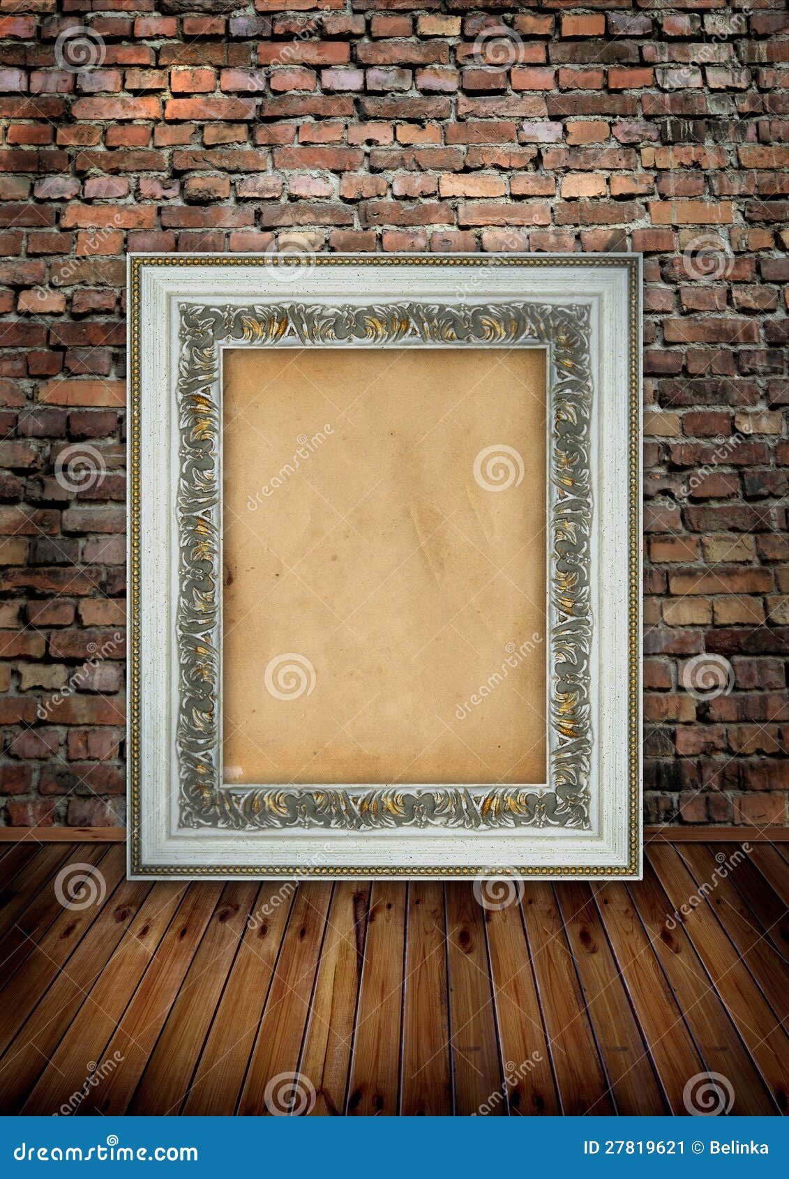 Frame on brick wall stock image. Image of house, color - 27819621