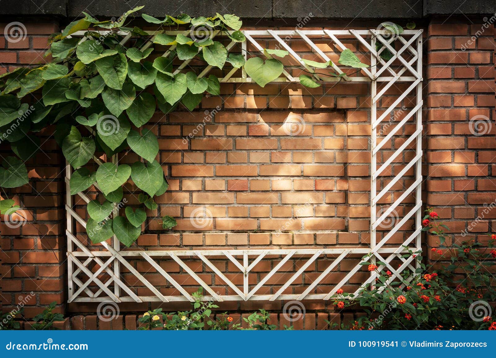 Frame on a brick wall stock image. Image of board, detail - 100919541