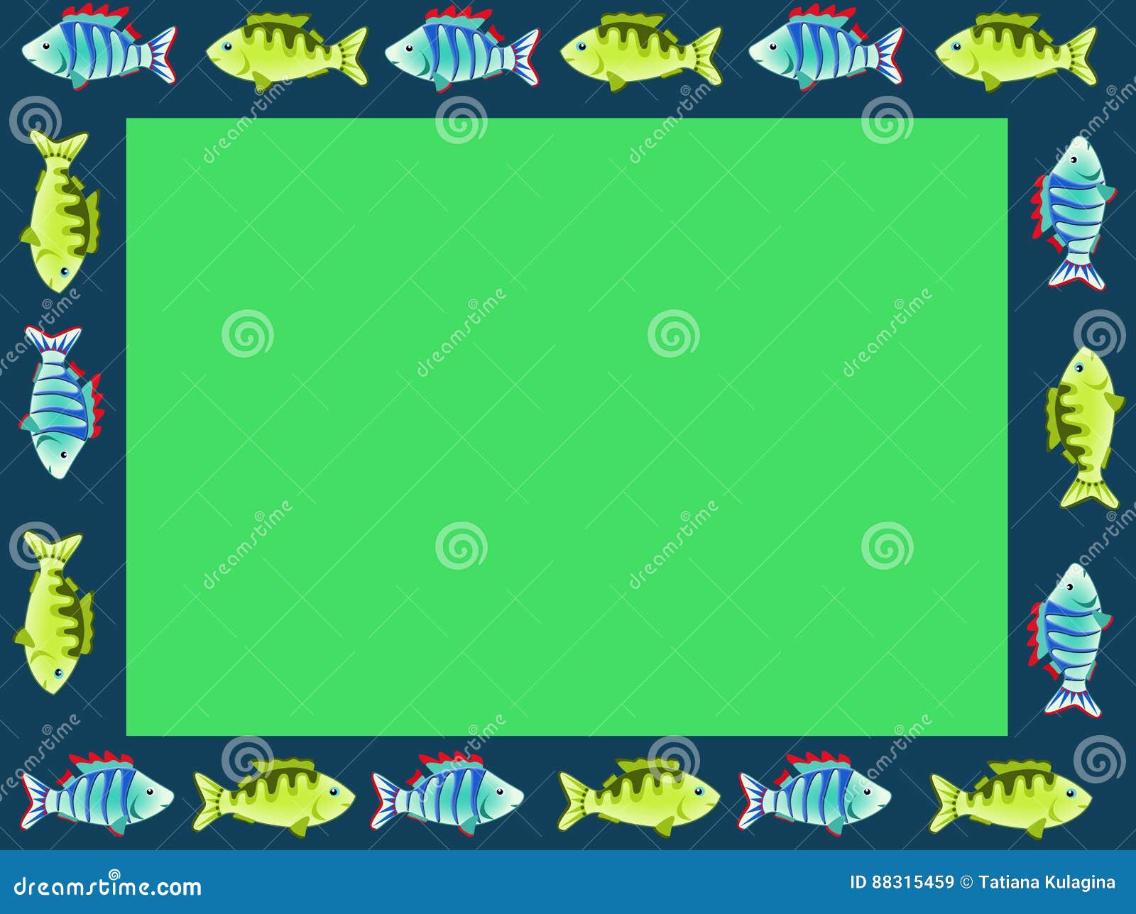 A frame of bright fish stock vector. Illustration of fish - 88315459