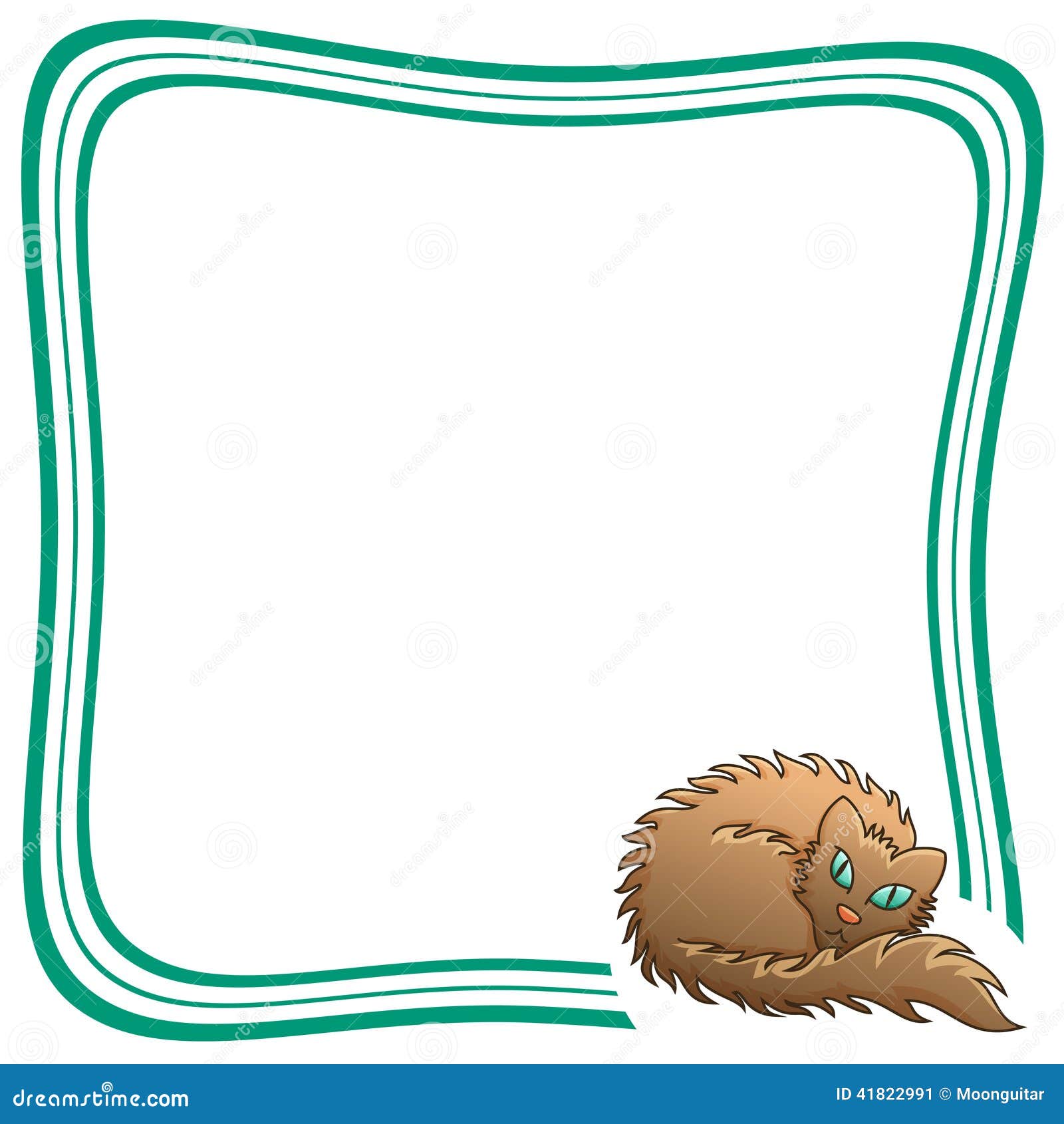 Frame with Brown Fluffy Cat Vector Illustration Stock Vector ...