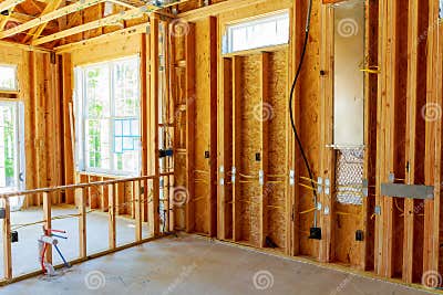 The Frame Building or House with Basic Electrical Wiring Stock Photo ...