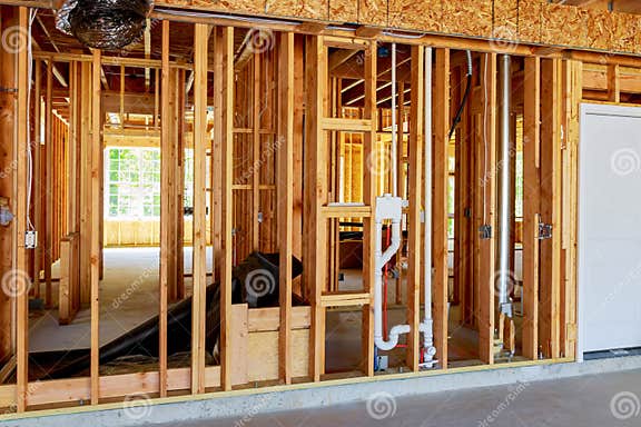 The Frame Building or House with Basic Electrical Wiring Stock Photo ...