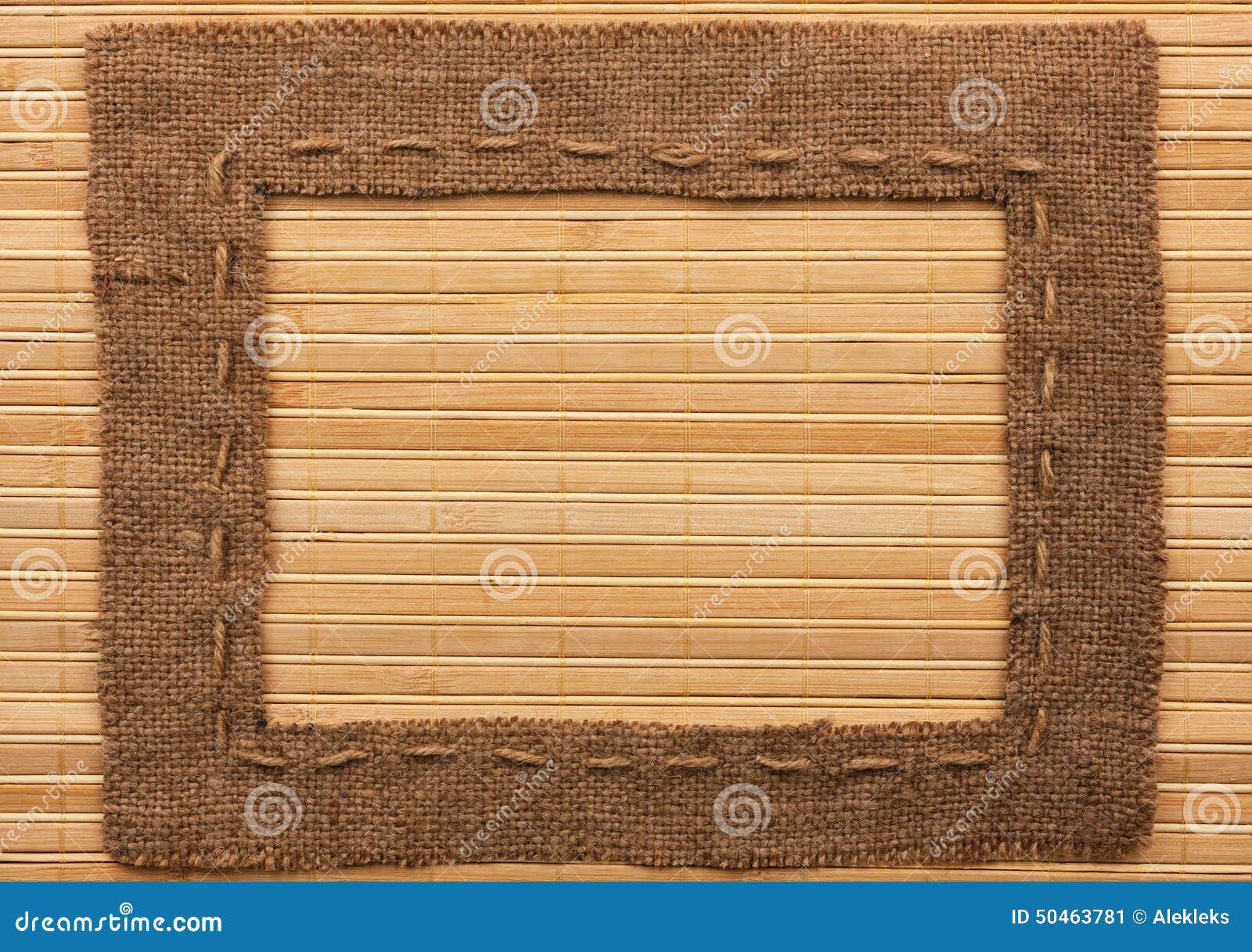 Frame of Burlap, Lies on a Bamboo Mat Stock Image - Image of rope ...
