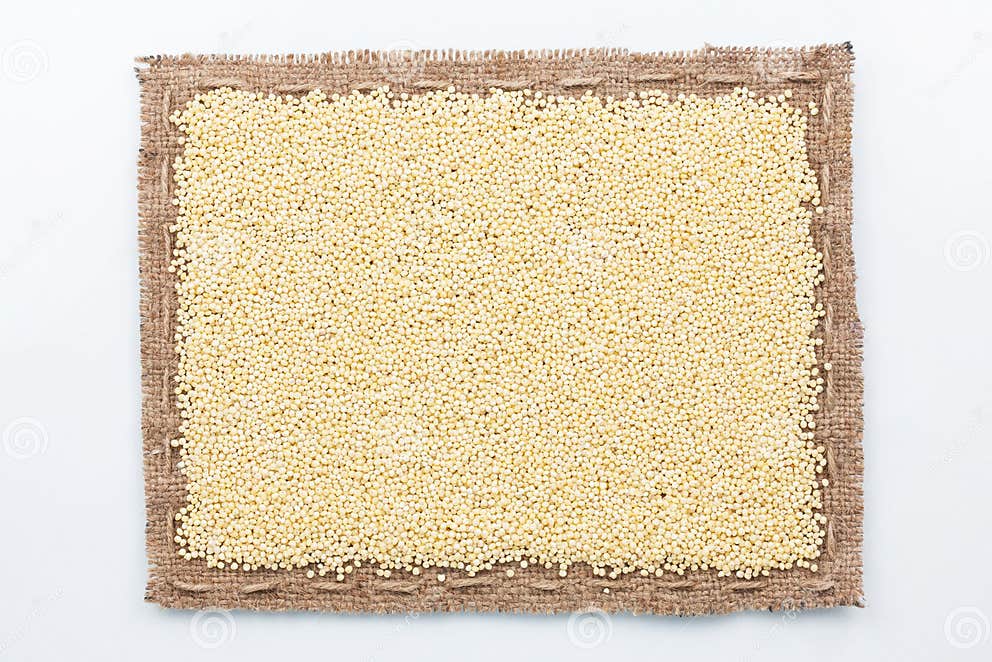 Frame of Burlap and Millet Grain Stock Image - Image of border, sack ...