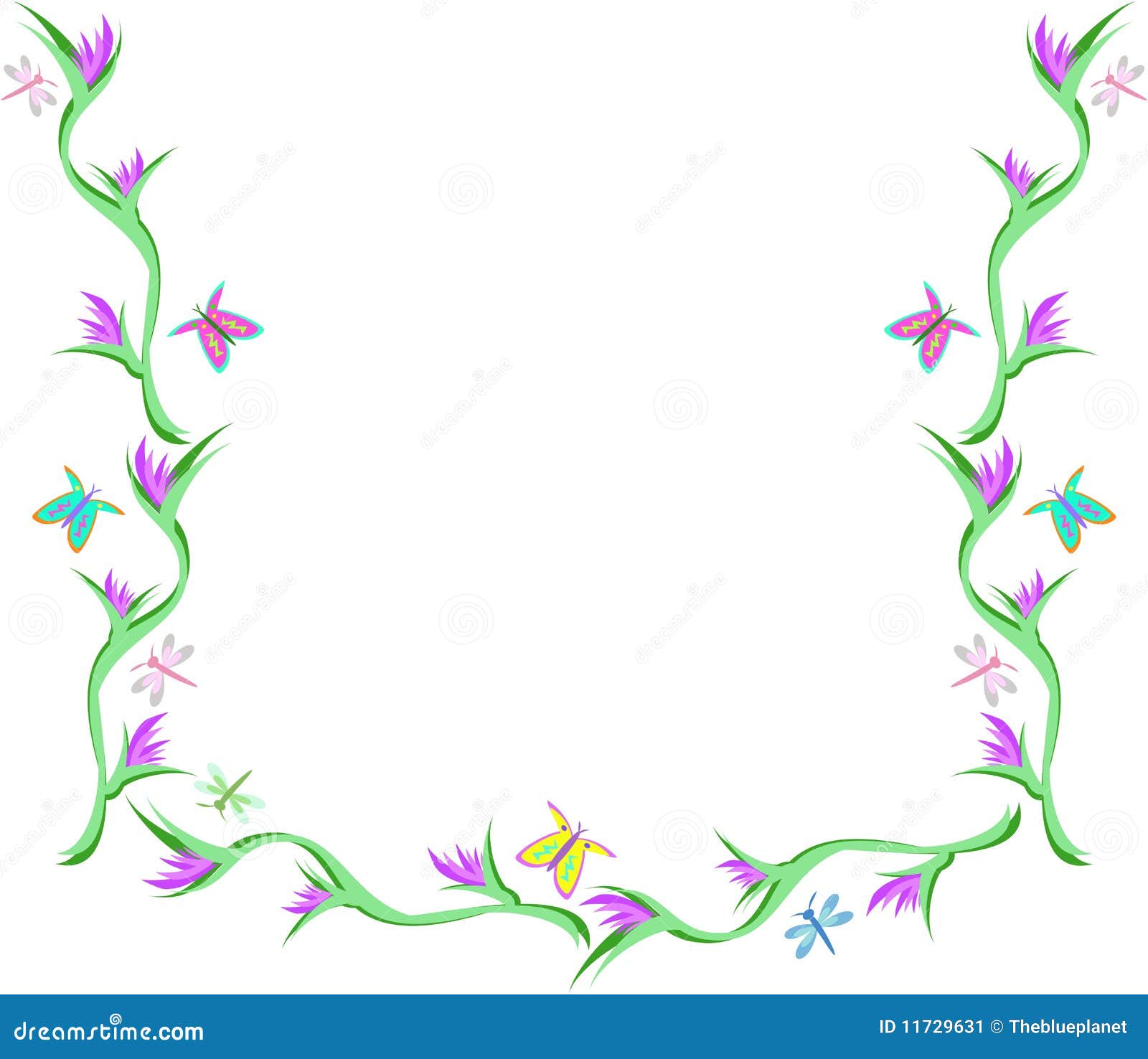 Frame of Butterflies, Dragonflies, and Flowers Stock Vector ... Frame of Butterflies, Dragonflies, and Flowers Stock Vector ...