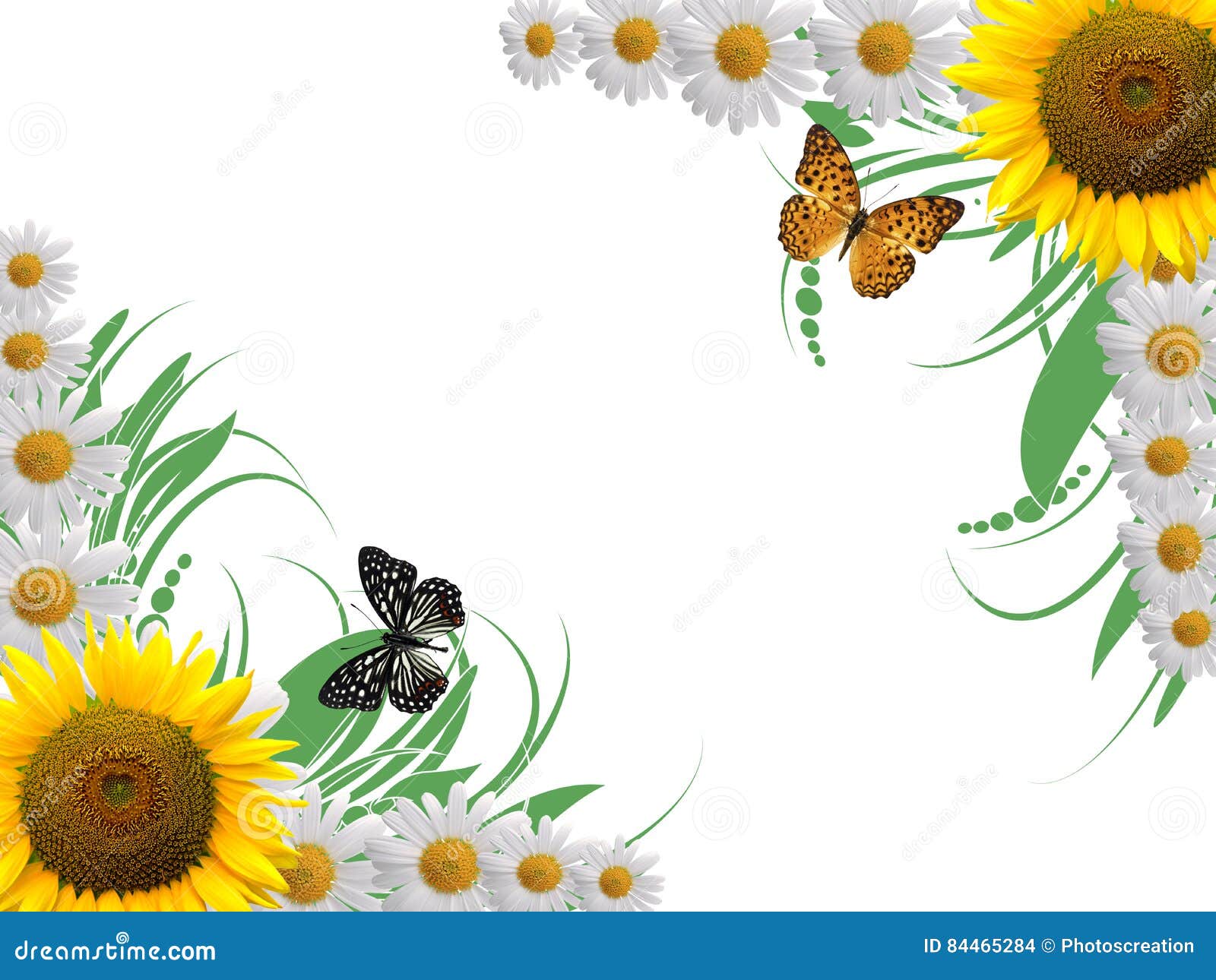 Frame Of Butterflies With Copy Space On Blue Gradient Background ...