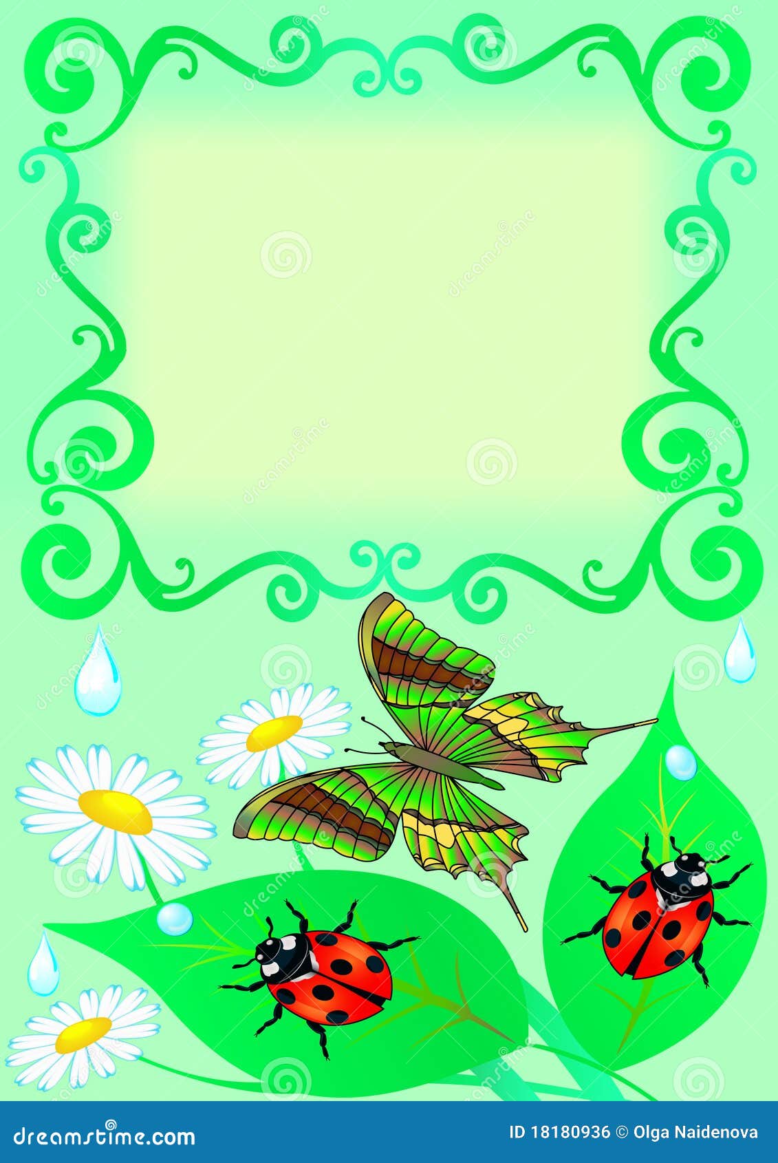 Frame with Butterfly, Colour, Sheet, Ladybug Stock Vector ...