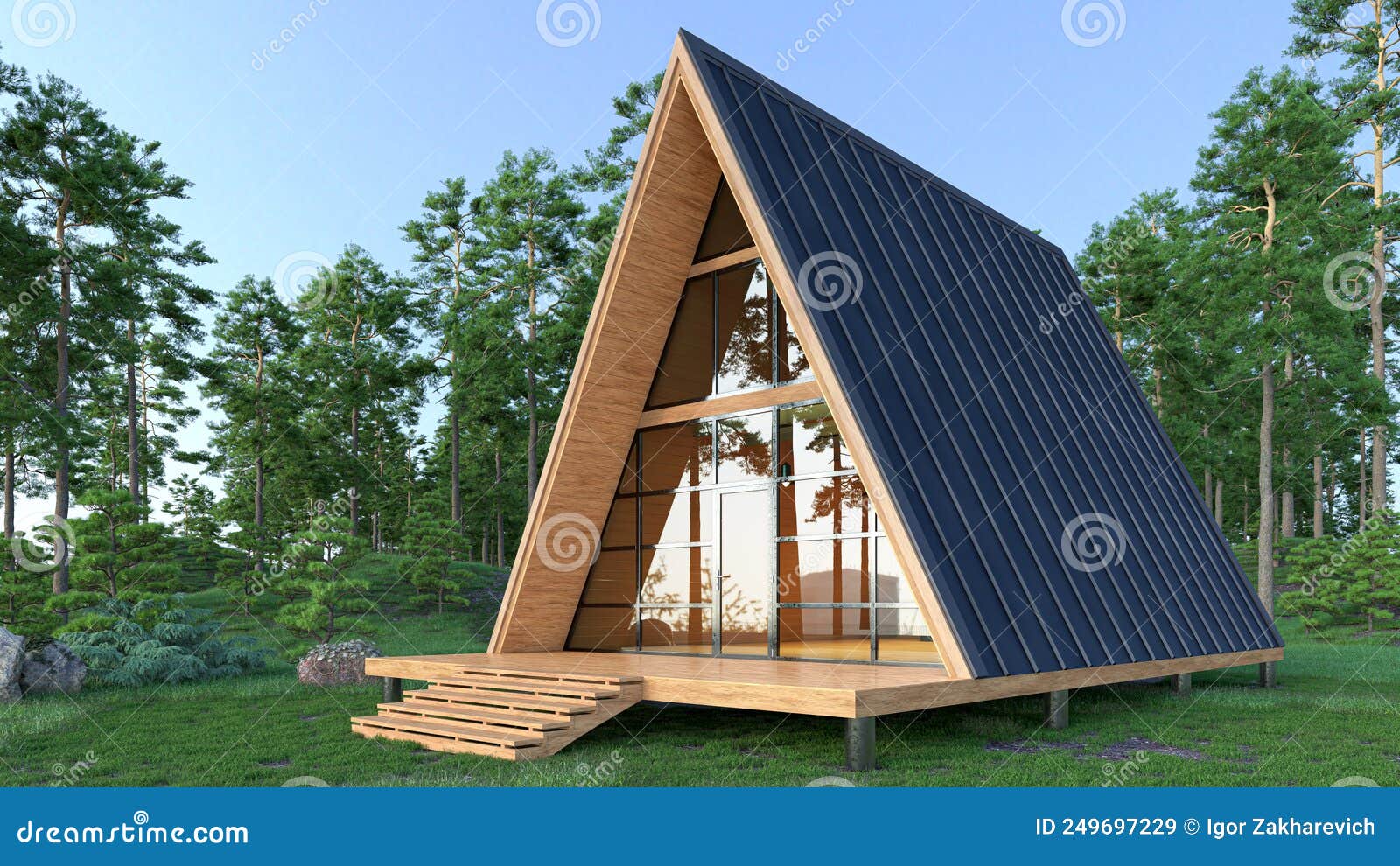 A-frame Cabin Wilderness Log Chalet Lakehouse Home Exterior Wooden ...