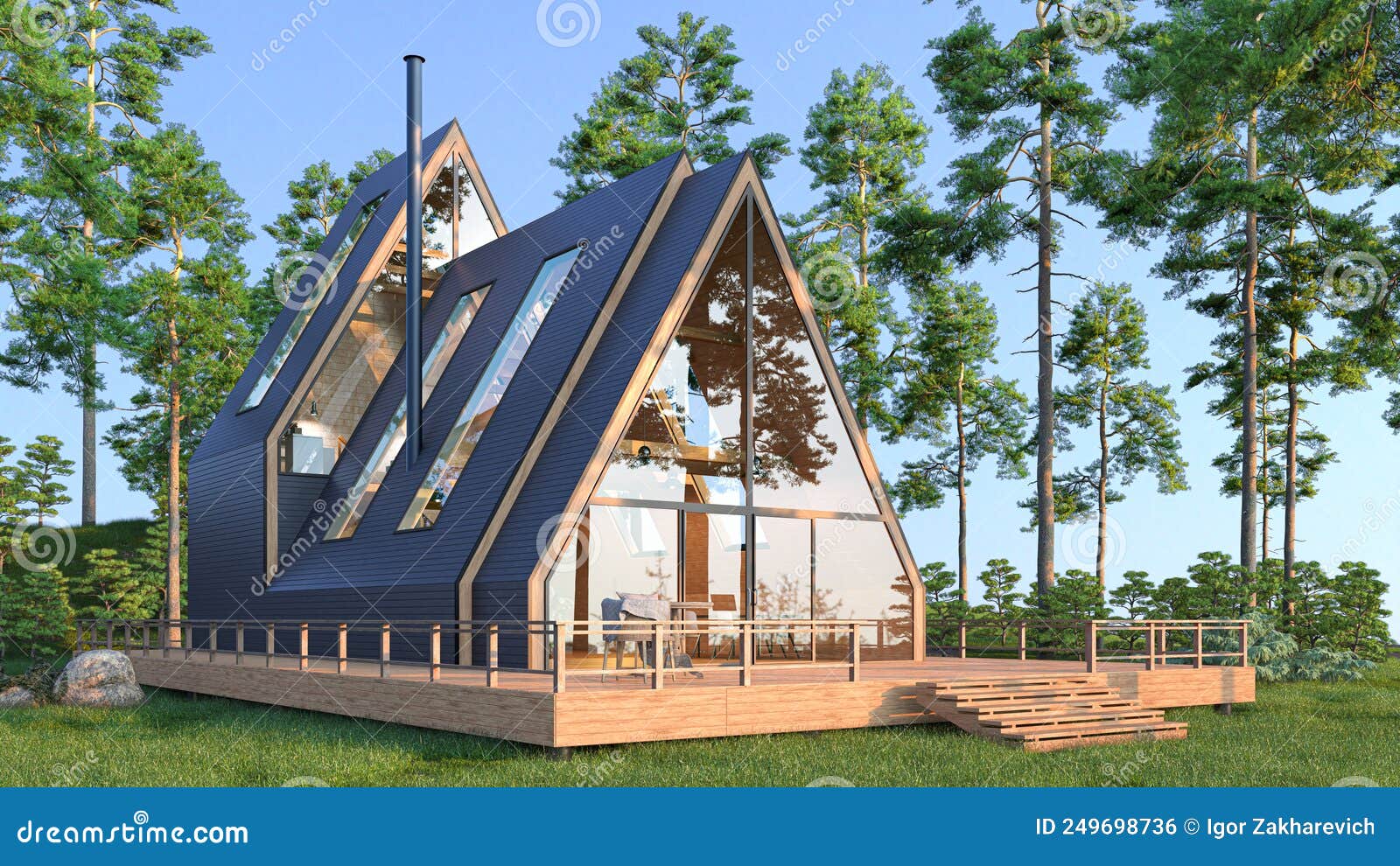 A-frame Cabin Wilderness Log Chalet Lakehouse Home Exterior Wooden ...