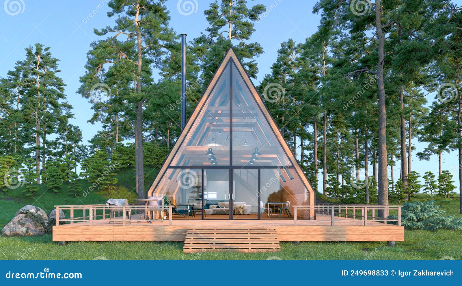 A-frame Cabin Wilderness Log Chalet Lakehouse Home Exterior Wooden ...